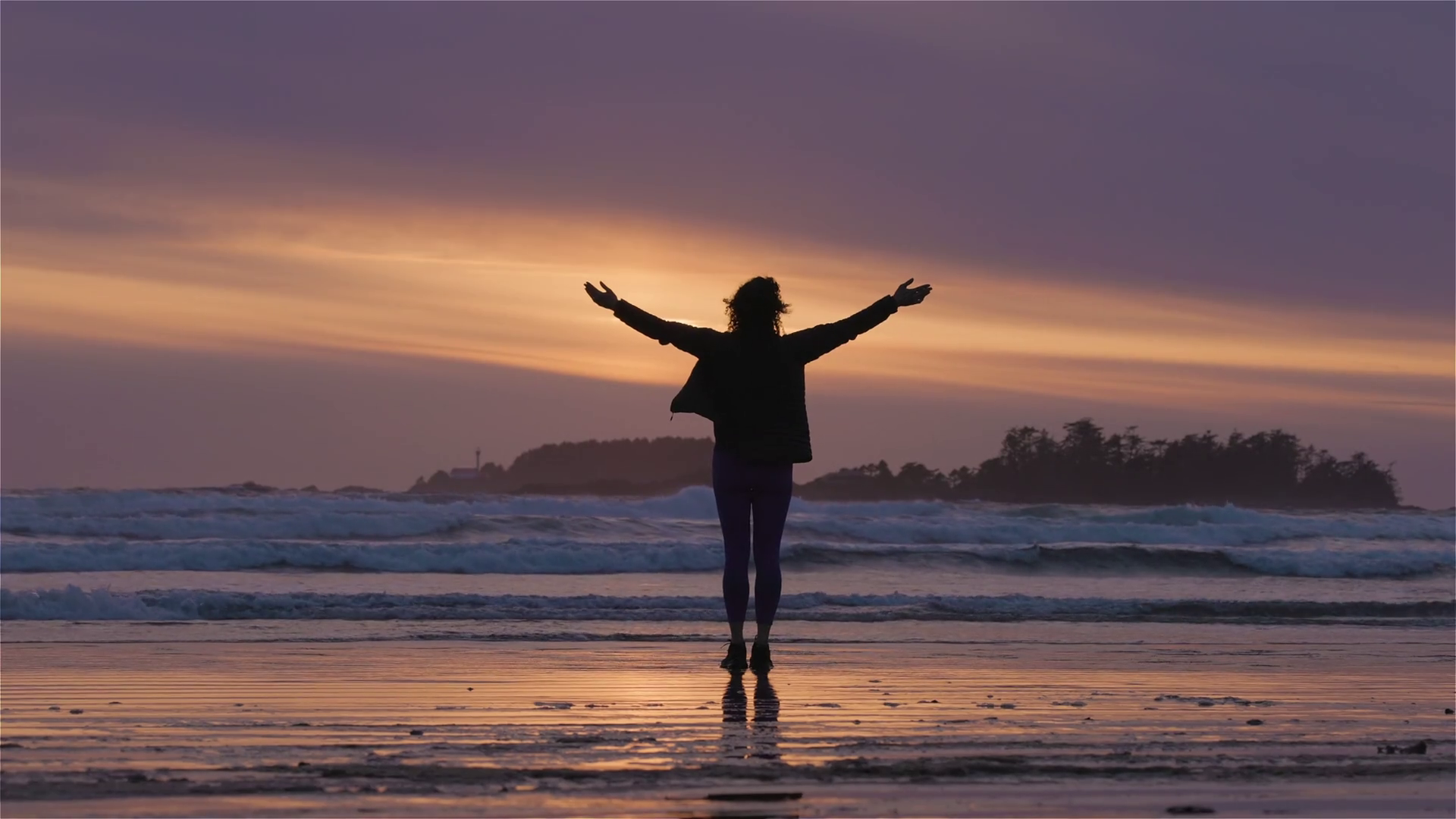 Adventurous Woman Standing On Sandy Beach On Stock Footage SBV ...