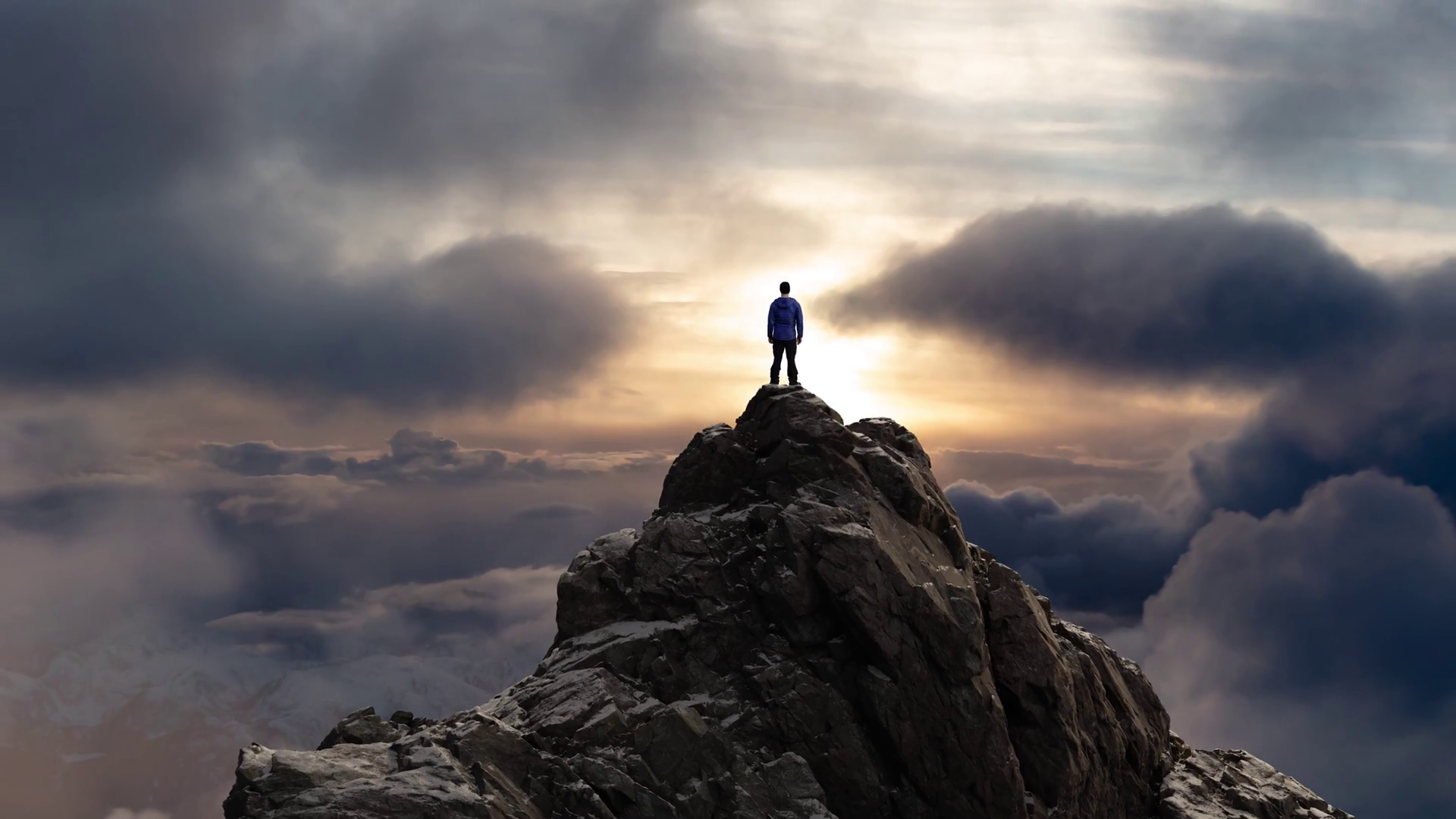 Adventurous Man Standing On Top Of Mountain Stock Footage SBV-347739739 ...