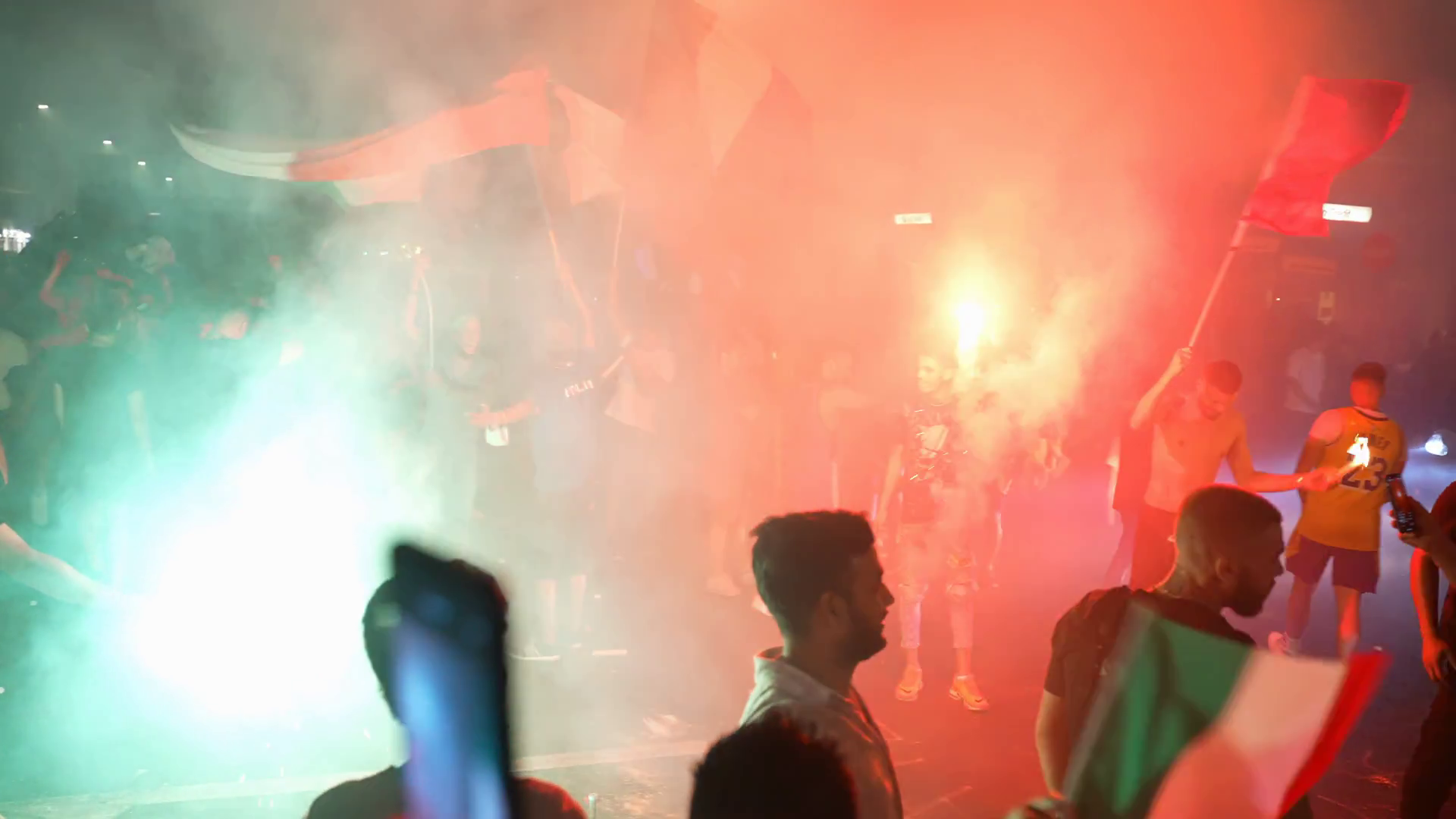 Football Fans On Streets Of Rome Celebrating Stock Footage SBV ...