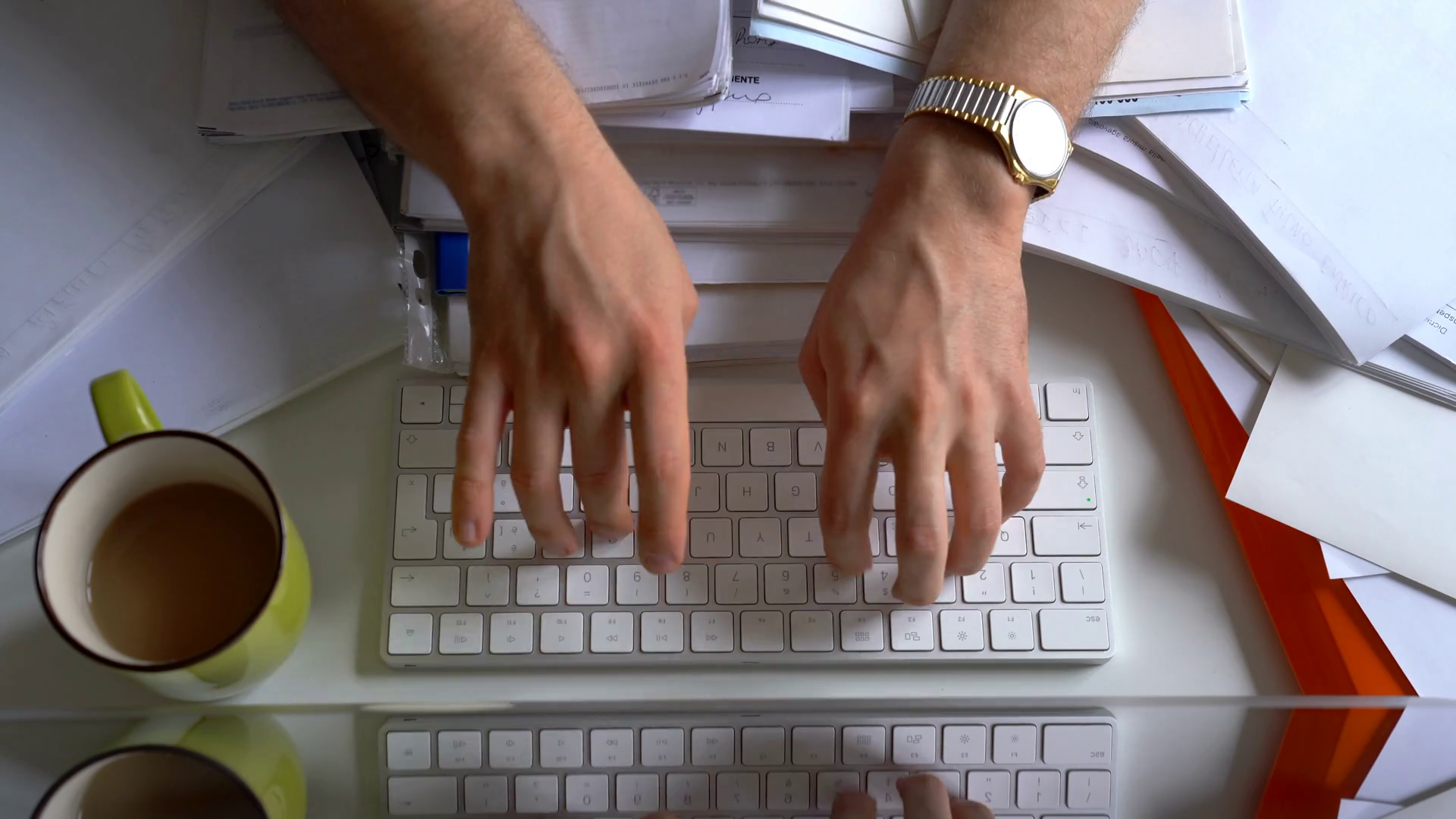 Busy Man Office-worker Typing On Desktop Stock Footage SBV-333124272 ...