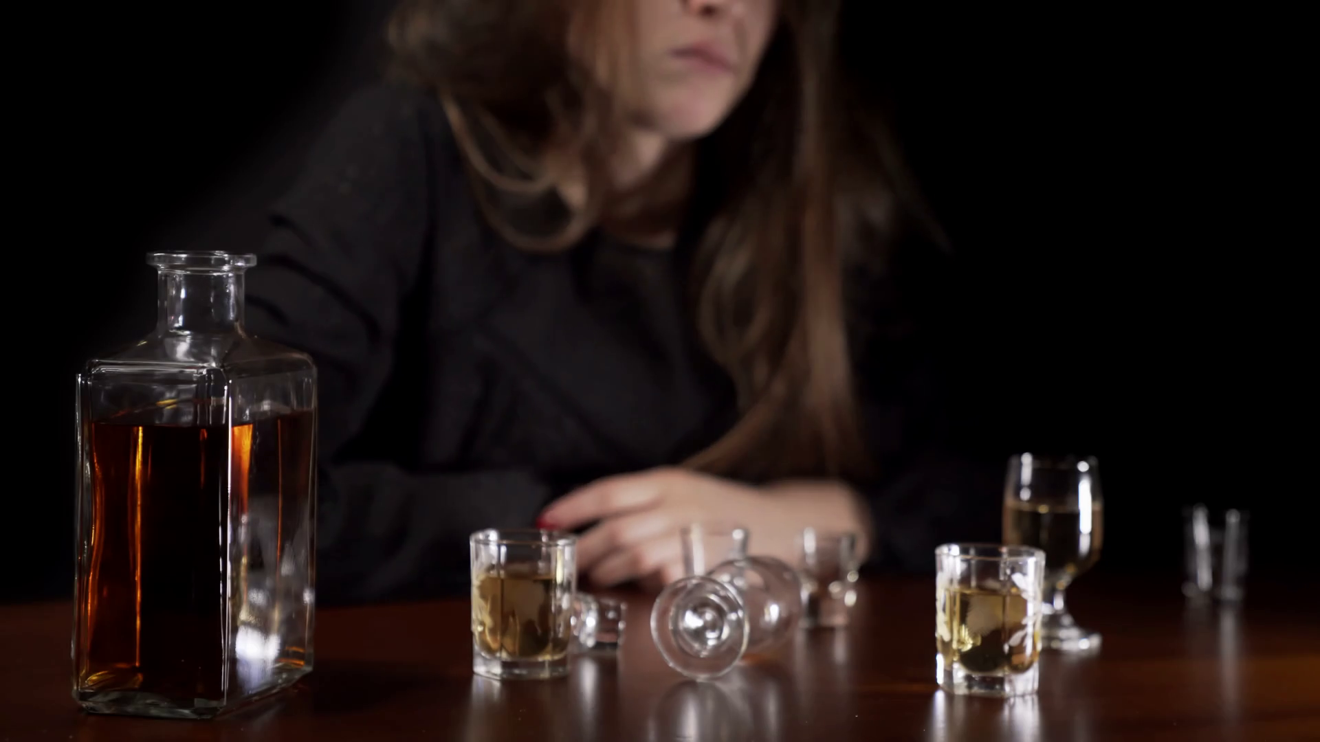 Lady In Depressed Crying Sitting At Table Stock Footage SBV-331088842 ...