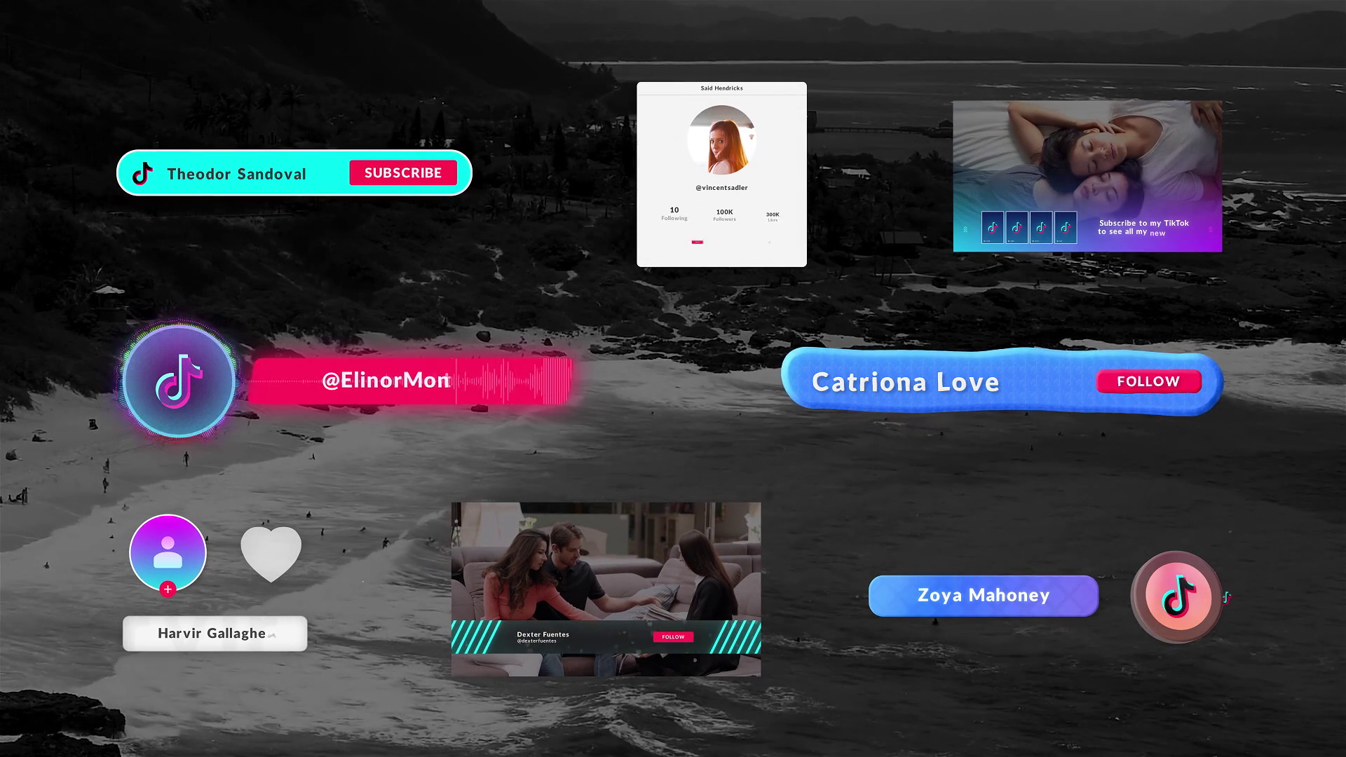 Tik Tok Subscribe Elements - Mogrt Template SBV-348496850 - Storyblocks