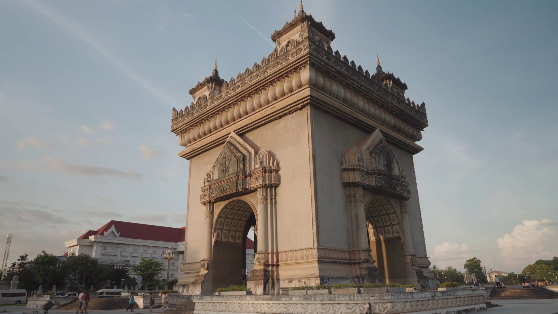 Architecture Of Patuxai Monument Arc De Stock Footage SBV-348780645 ...