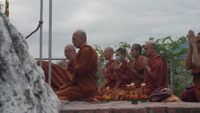 Buddhist Monks Praying Ceremony Together Southeast Asian Stock Footage ...
