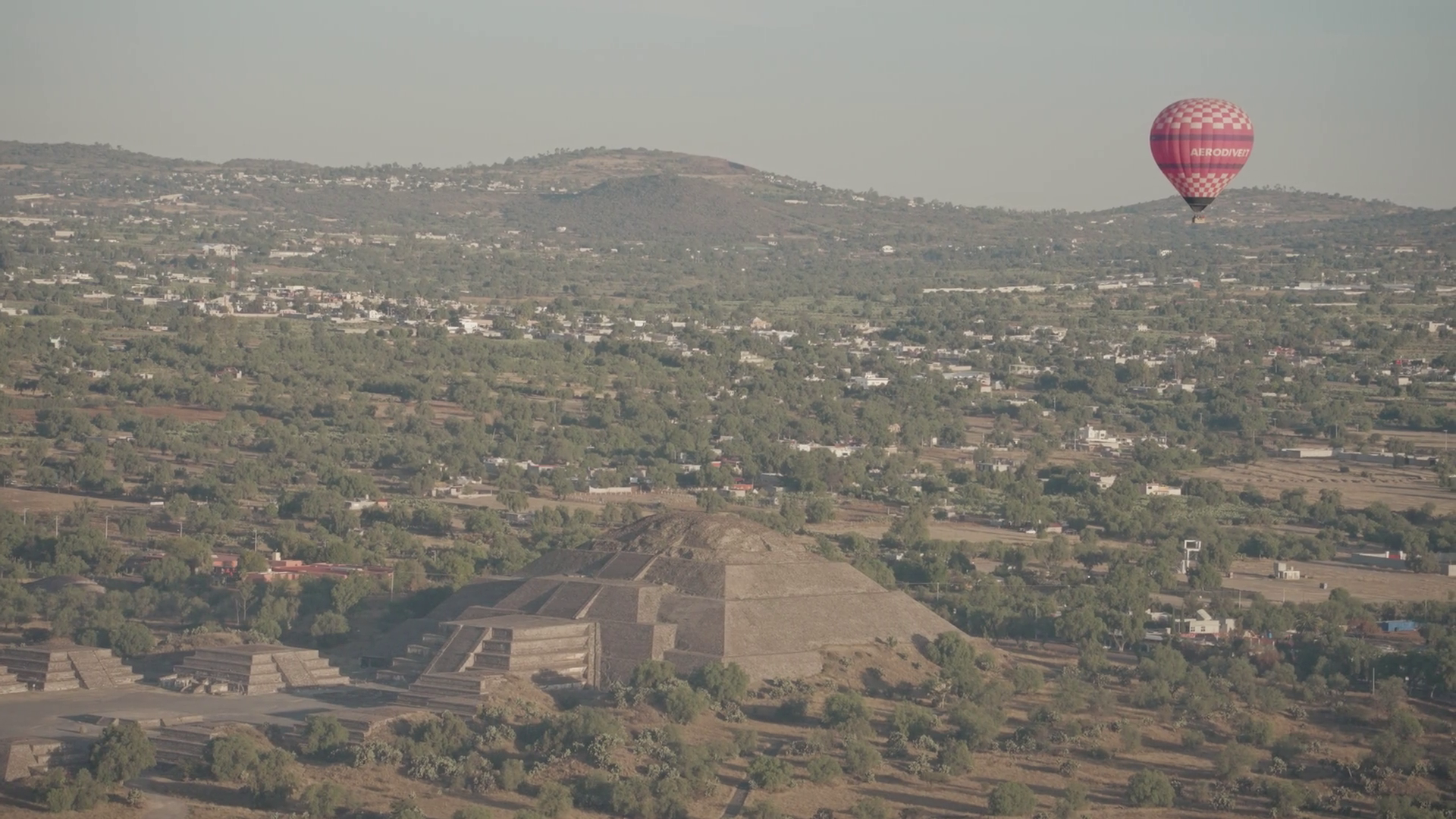 Hot Air Balloon Flying Above Pyramids Of San Stock Footage SBV ...