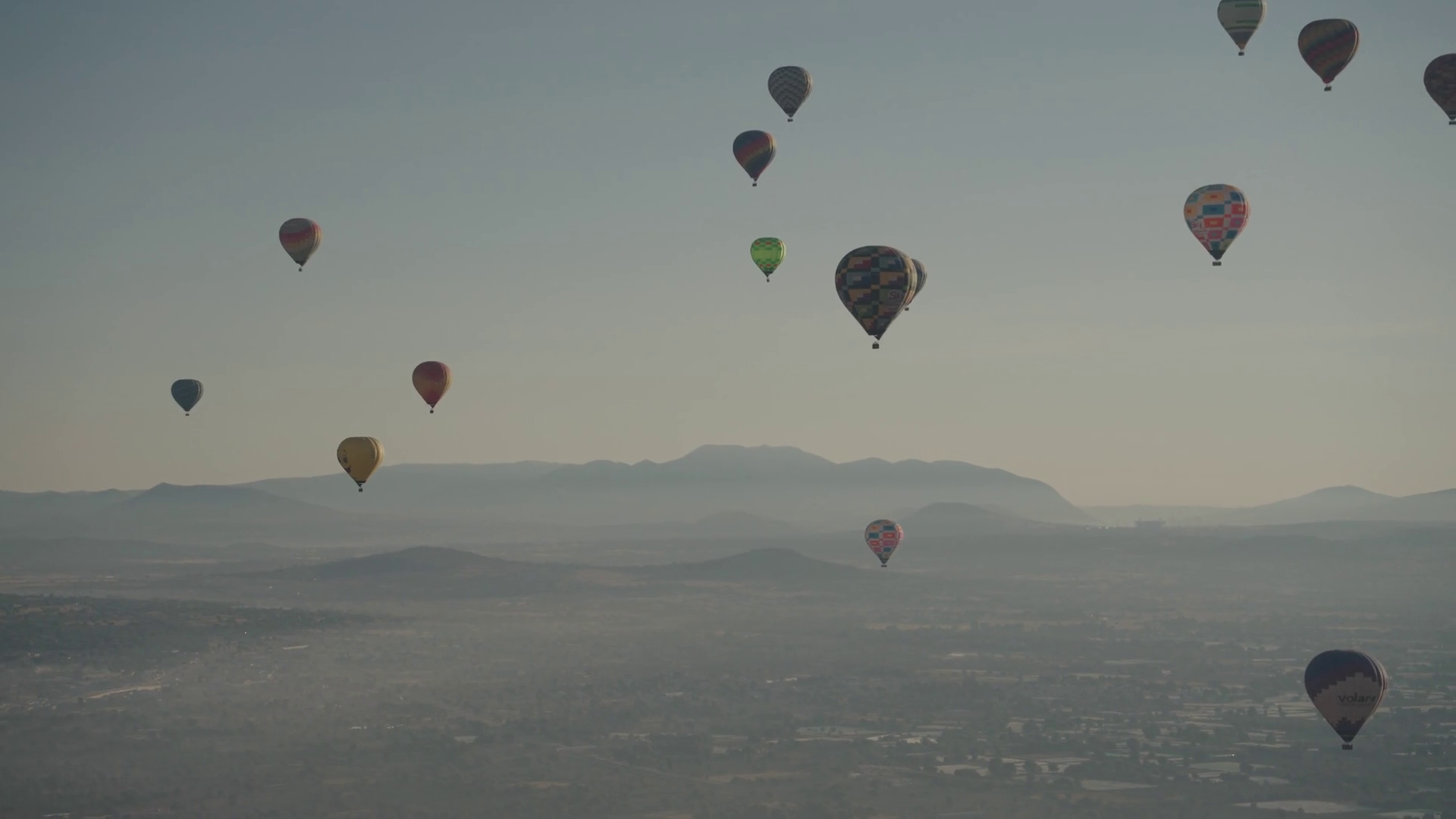 Hot Air Balloon Flying Above Pyramids Of San Stock Footage SBV ...