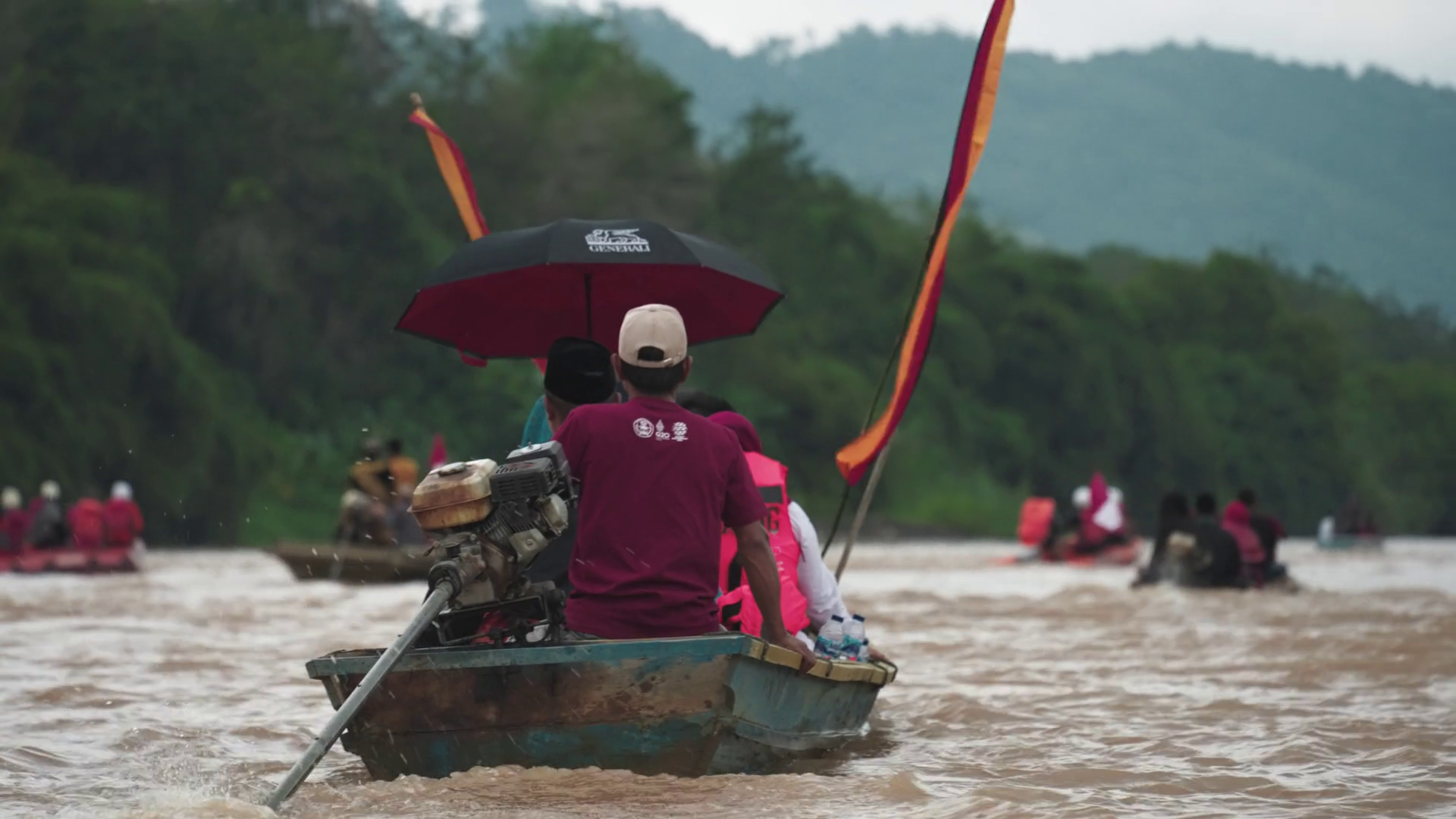 Jambi Sumatra Indonesia: Wooden Boats People Stock Footage SBV ...