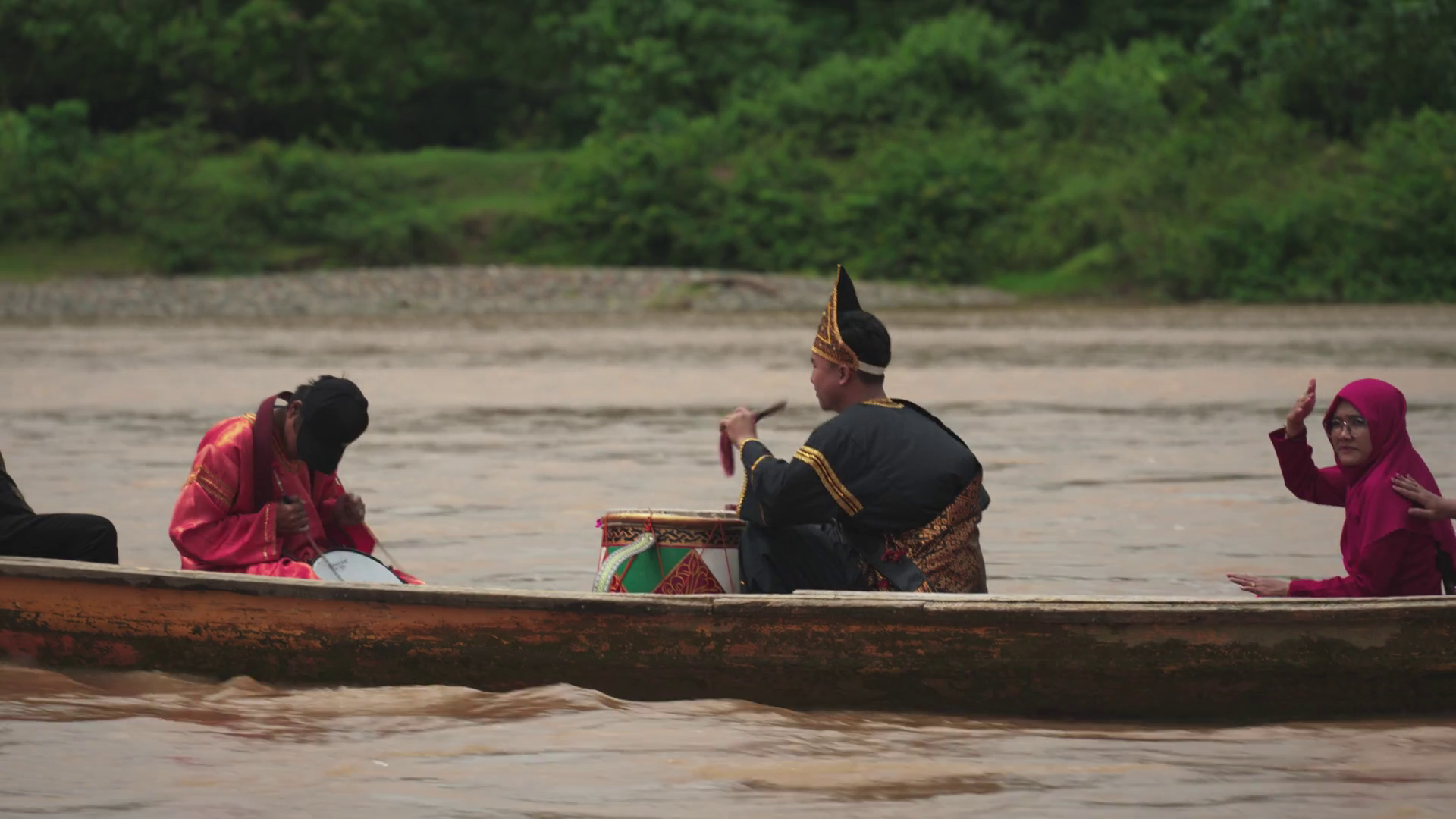 Jambi Sumatra Indonesia: Wooden Boats People Stock Footage SBV ...