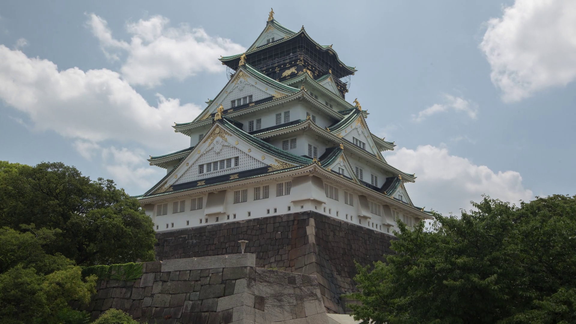 Osaka Japan Osaka Castle Day Time Lapse Stock Footage SBV-322321024 ...