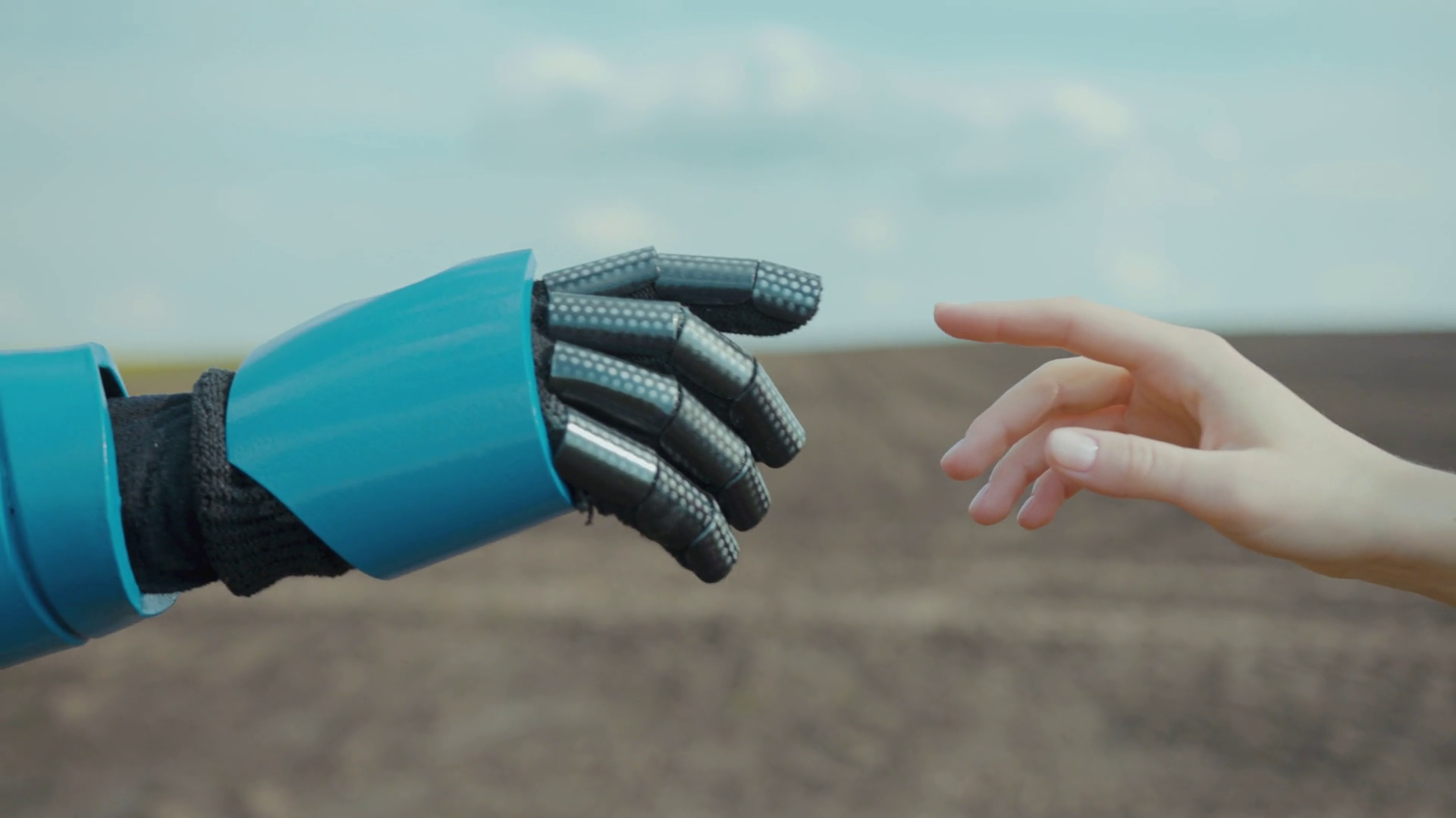 Cyborg Giving Hand To Young Woman Reaching Stock Footage SBV-352131578 ...