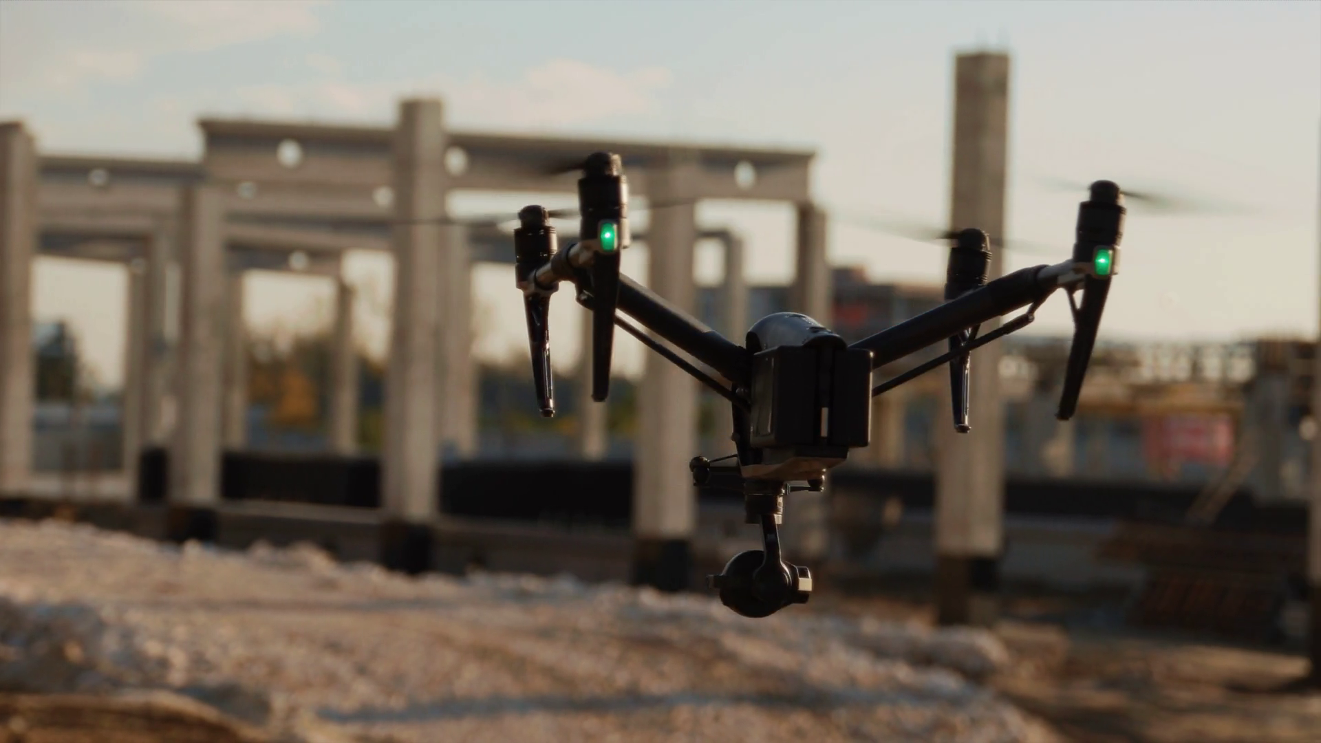 Shooting Of Gray Black Drone With Spinning Stock Footage SBV-352233064 ...