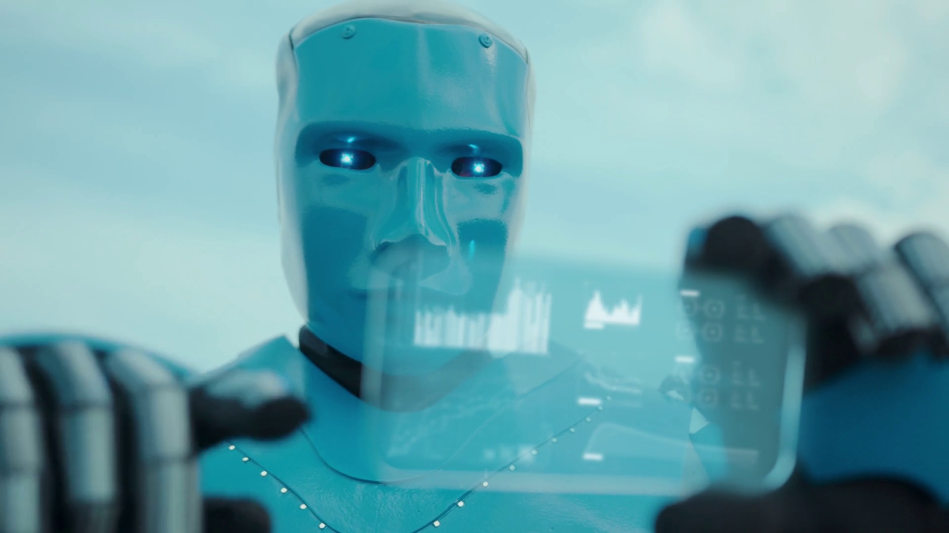 Robotic Blue Cyborg Using Innovative Phone Stock Footage SBV-352187994 ...