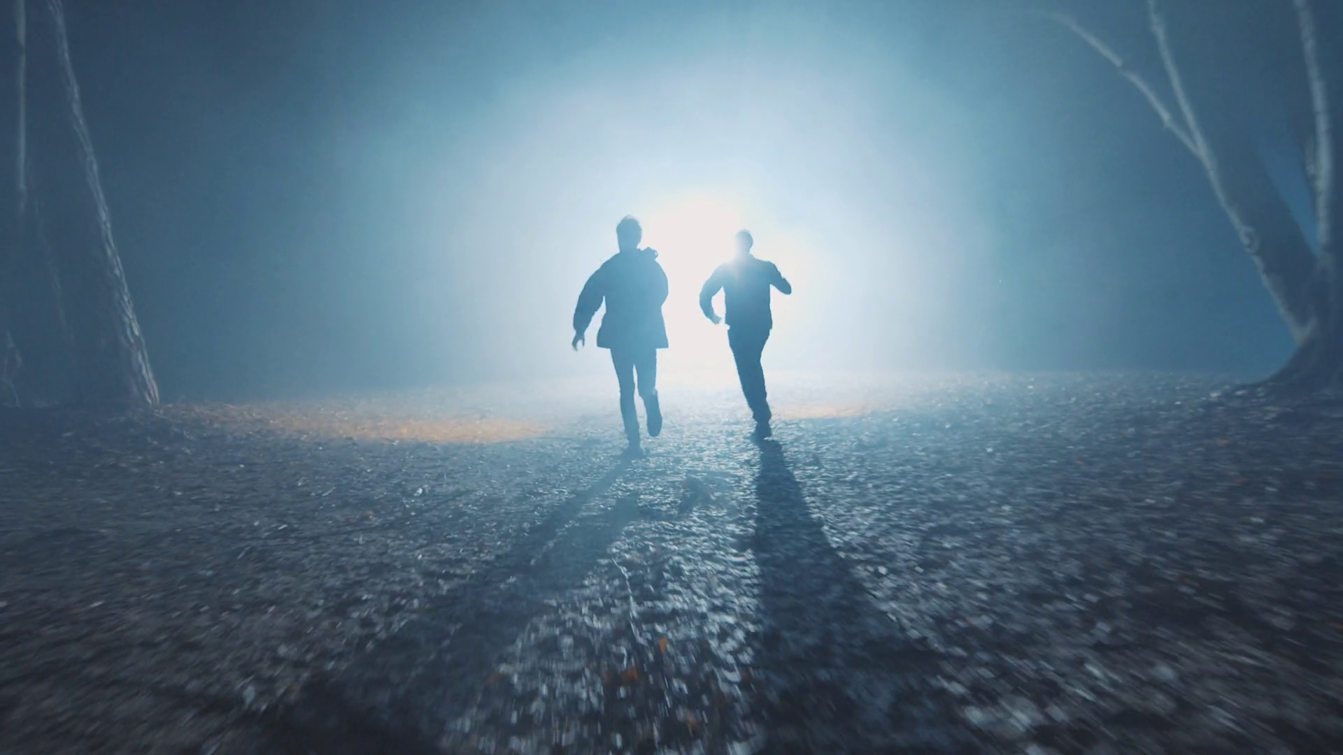 Detectives Running In Woods At Night With Stock Footage SBV-352191535 ...