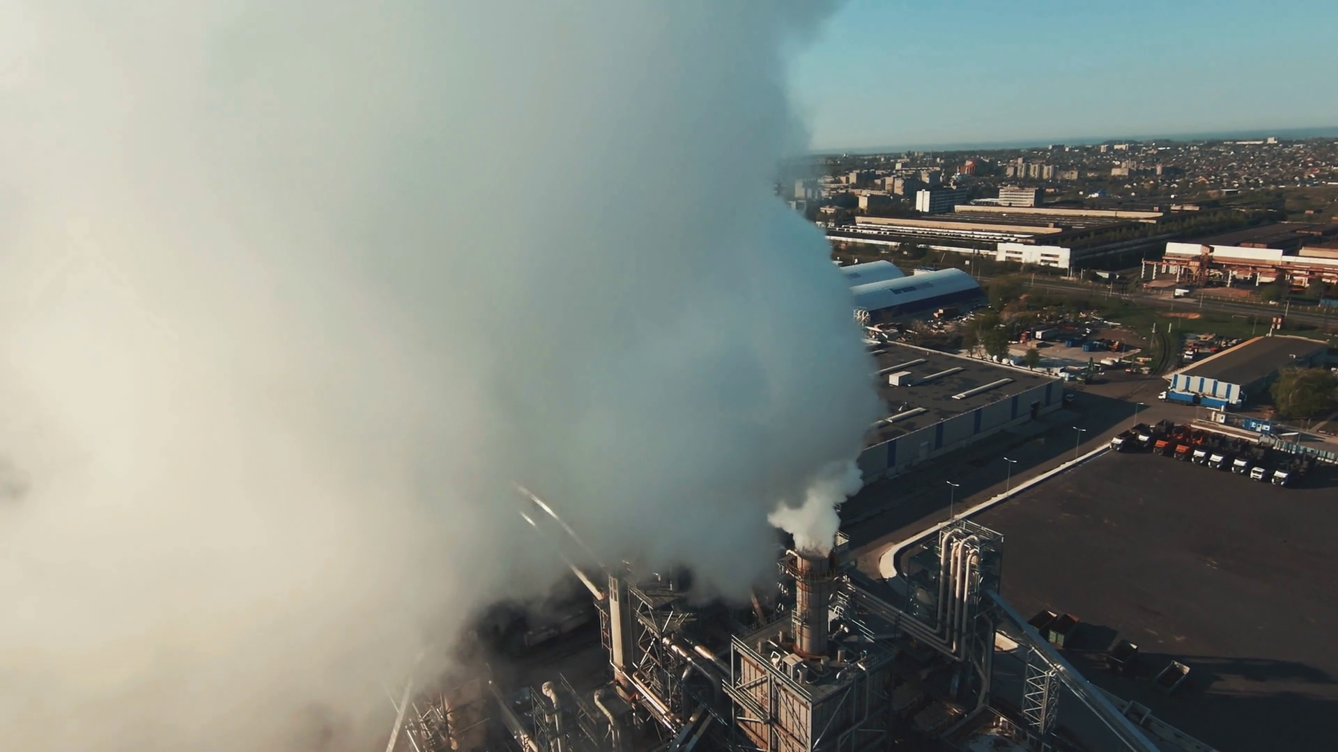 Industrial Zone With Operative Plant Pipes Stock Footage SBV-352173728 ...