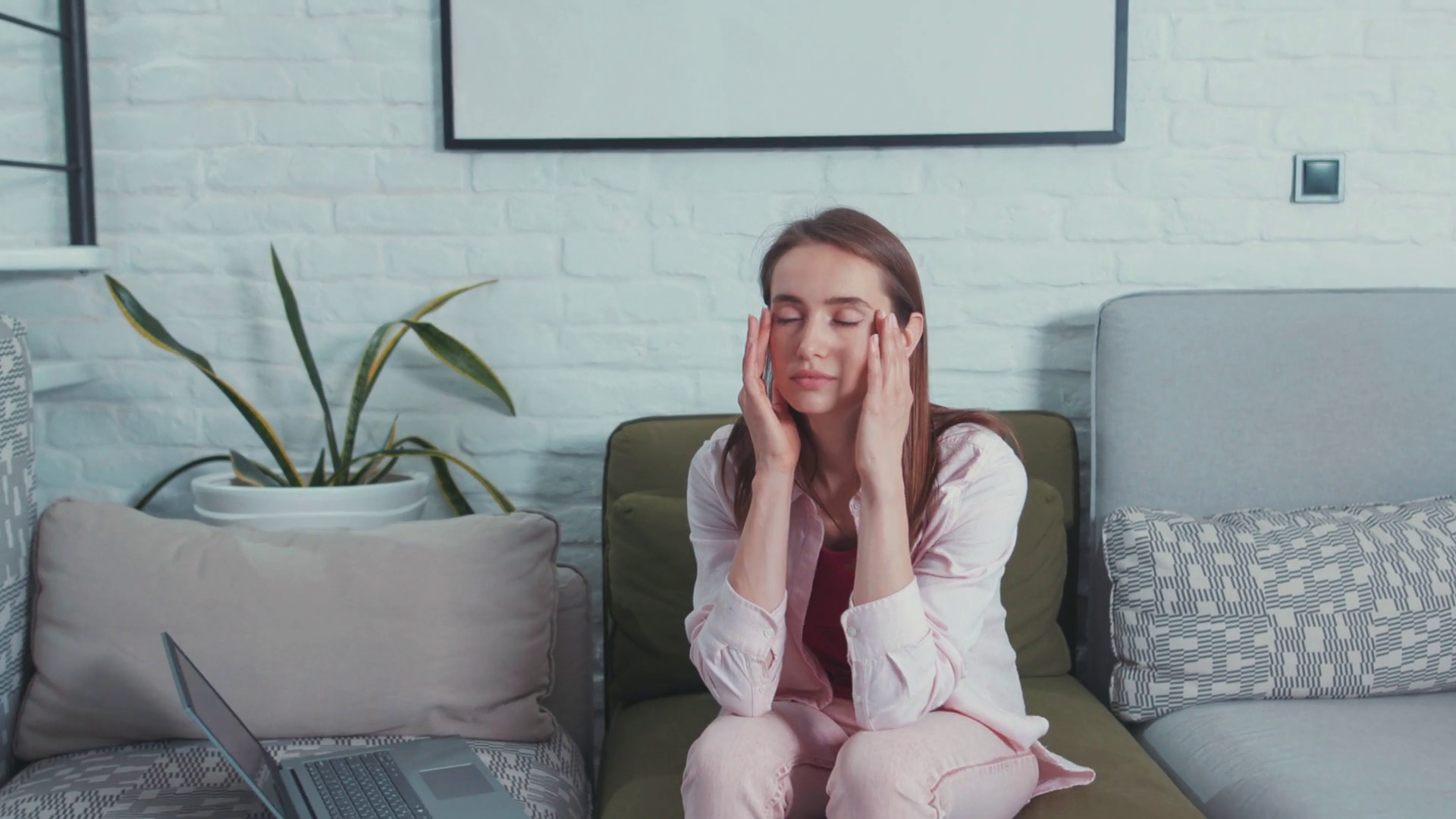 Overworked Young Caucasian Woman Doing Break Stock Footage SBV ...