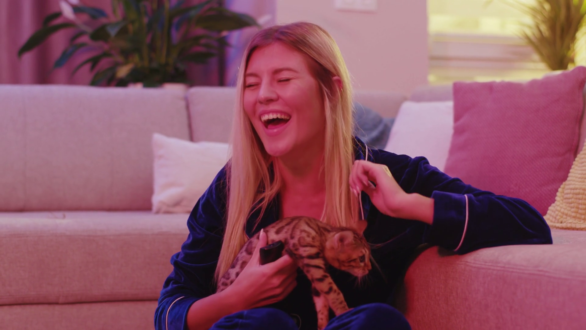 Beautiful Happy Blonde Woman Laughing Hard Stock Footage SBV-352144292 ...