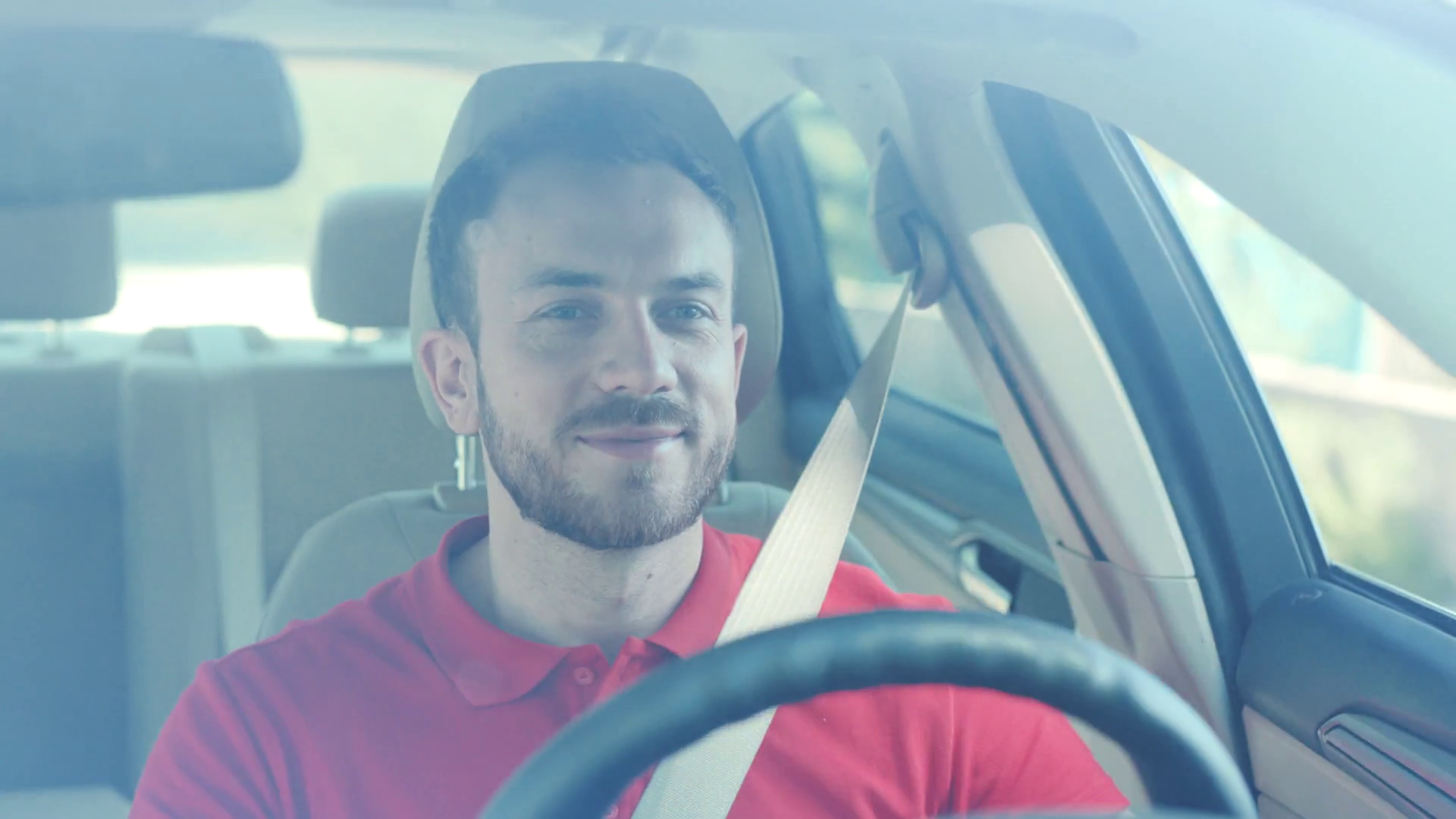 Portrait Young Smiling Man Driving Car On Stock Footage SBV-352174814 ...