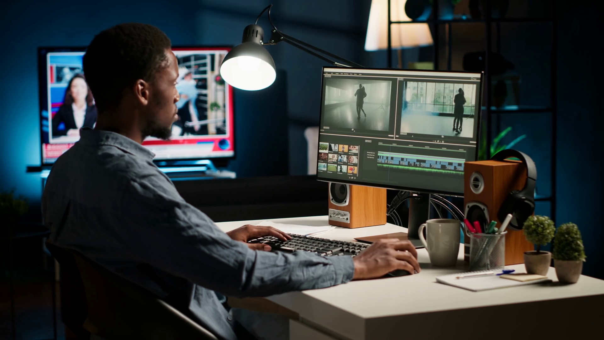 Video Maker Editing Montage Clips On Stock Footage SBV-351883687 ...