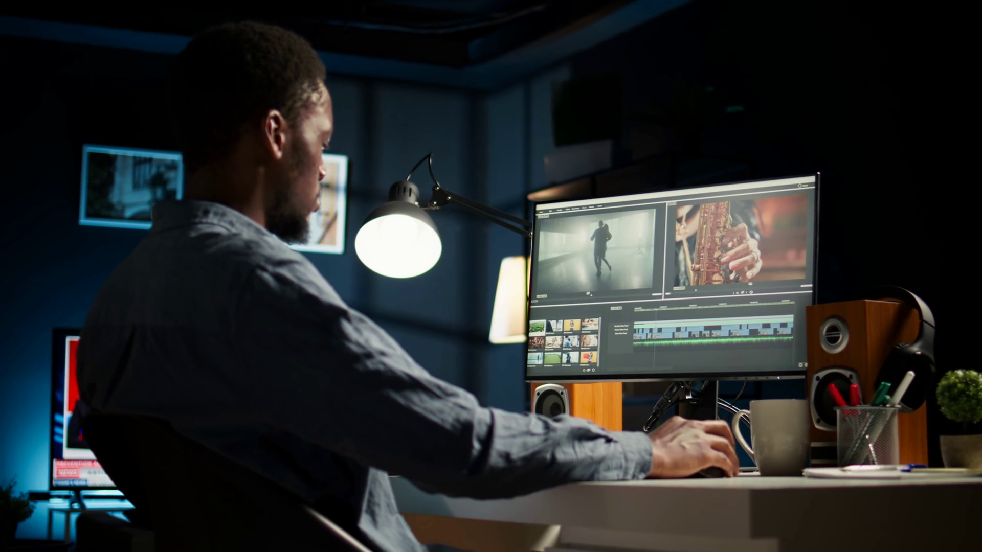 Video Maker Editing Montage Clips On Stock Footage SBV-351882496 ...