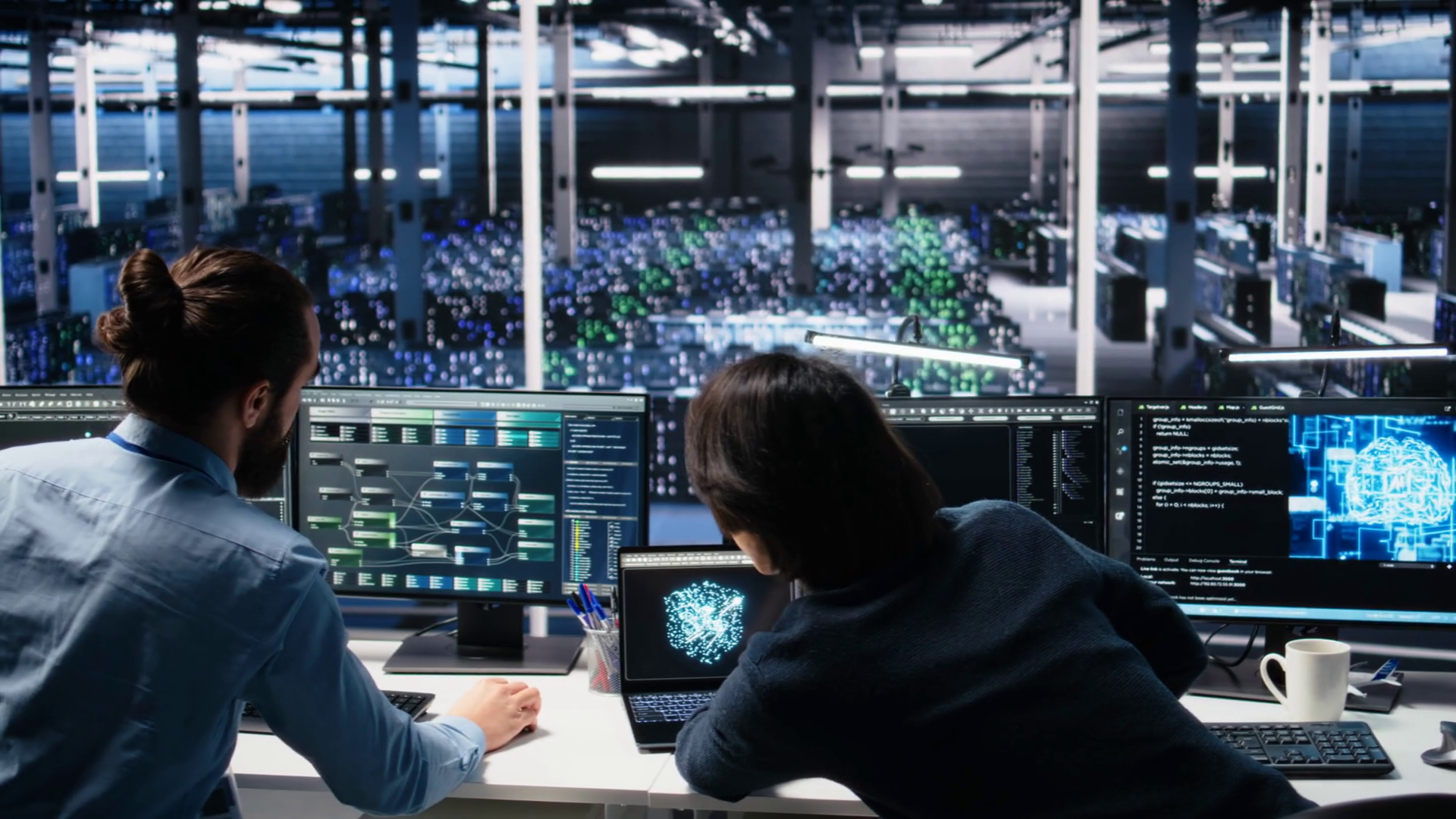 Data Center Admins Doing Brainstorming Stock Footage SBV-352533283 ...