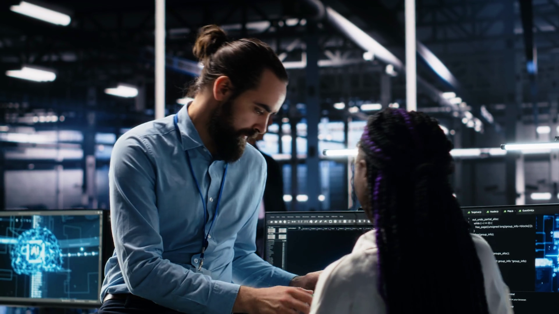 System Administrator Employee In Data Center Stock Footage SBV ...
