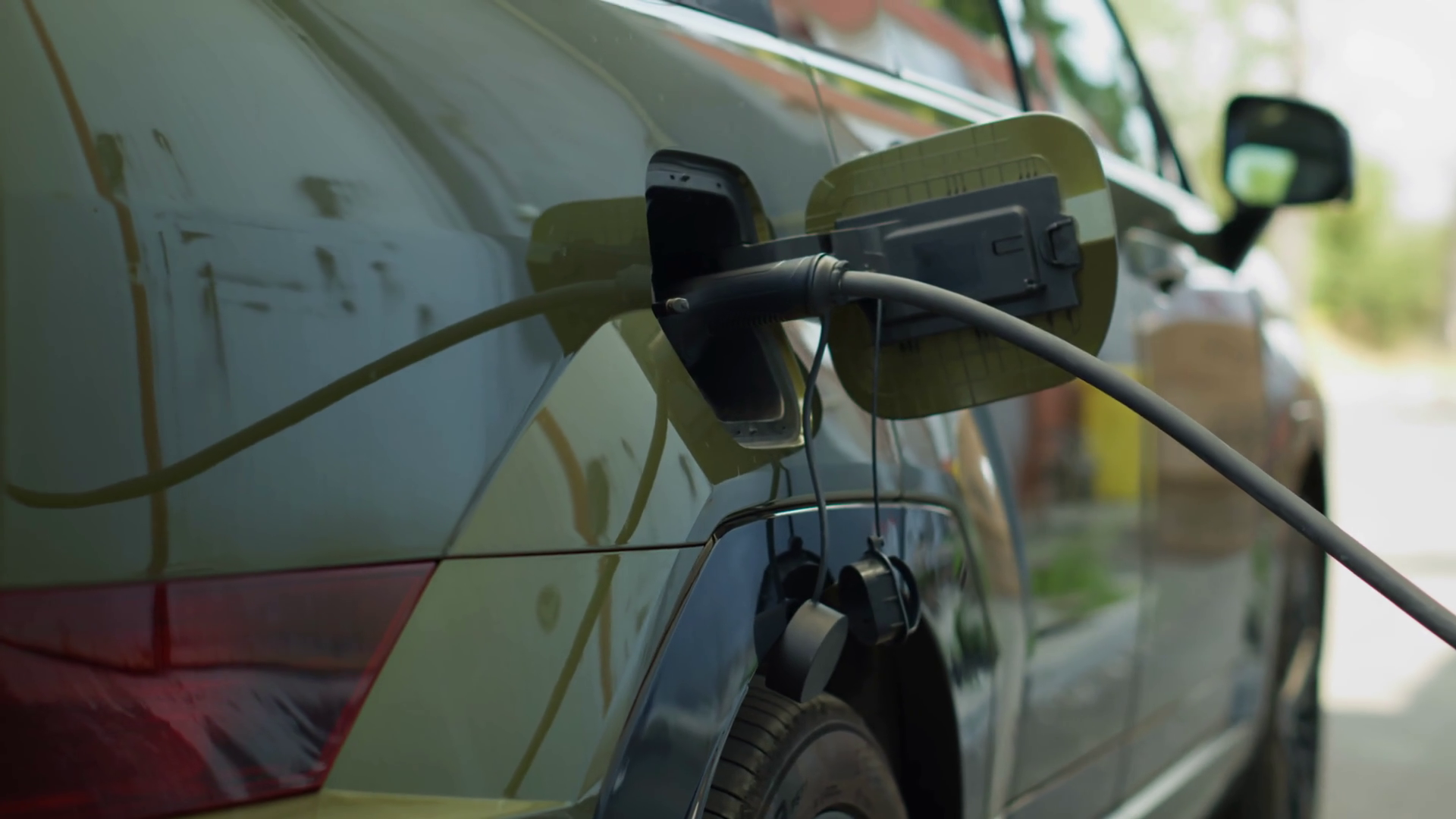 Close Up Of Electric Car Plugged Into Stock Footage SBV-352653259 ...