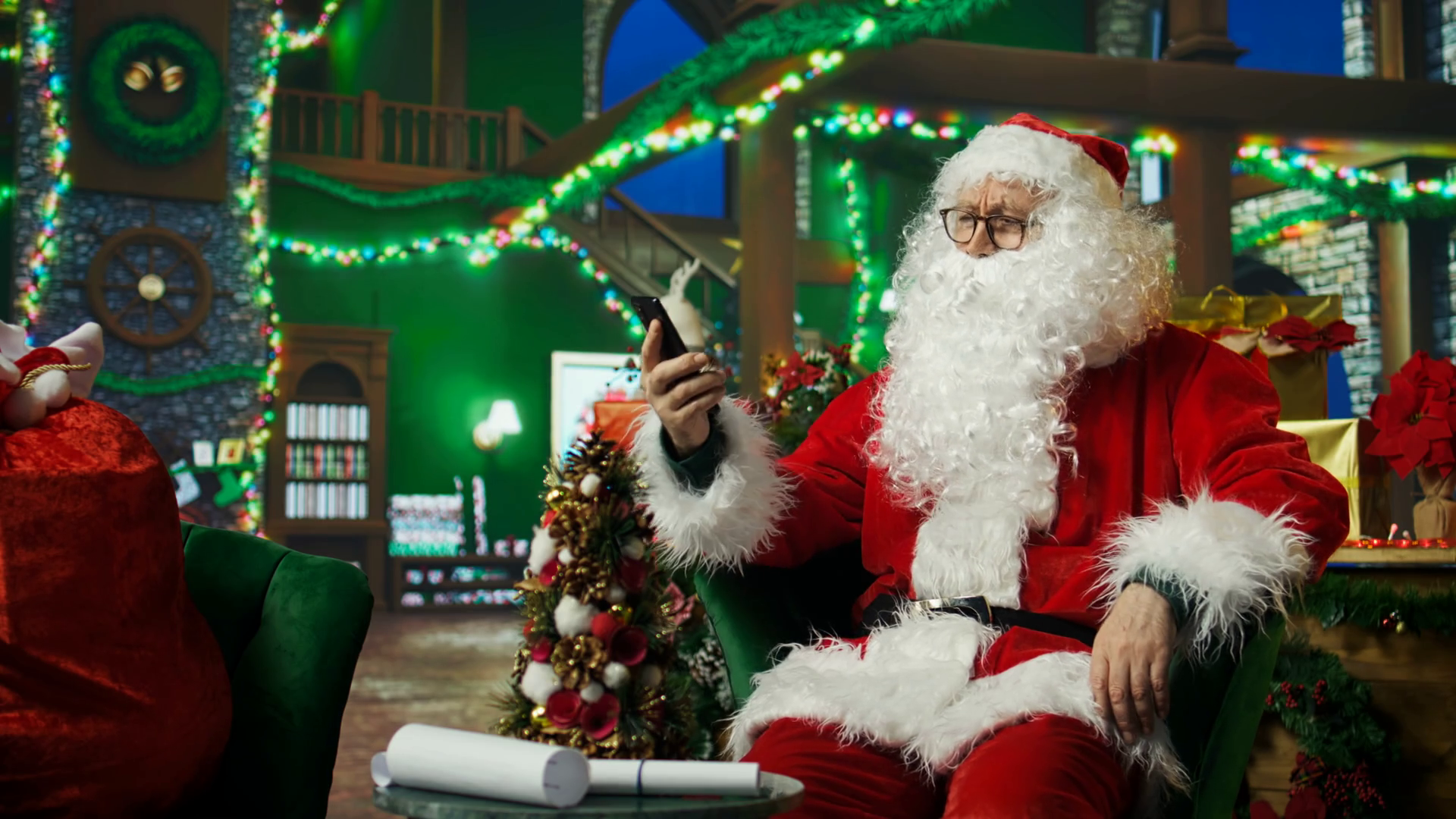Friendly Santa Claus Performer Talks With Stock Footage SBV-352809446 ...