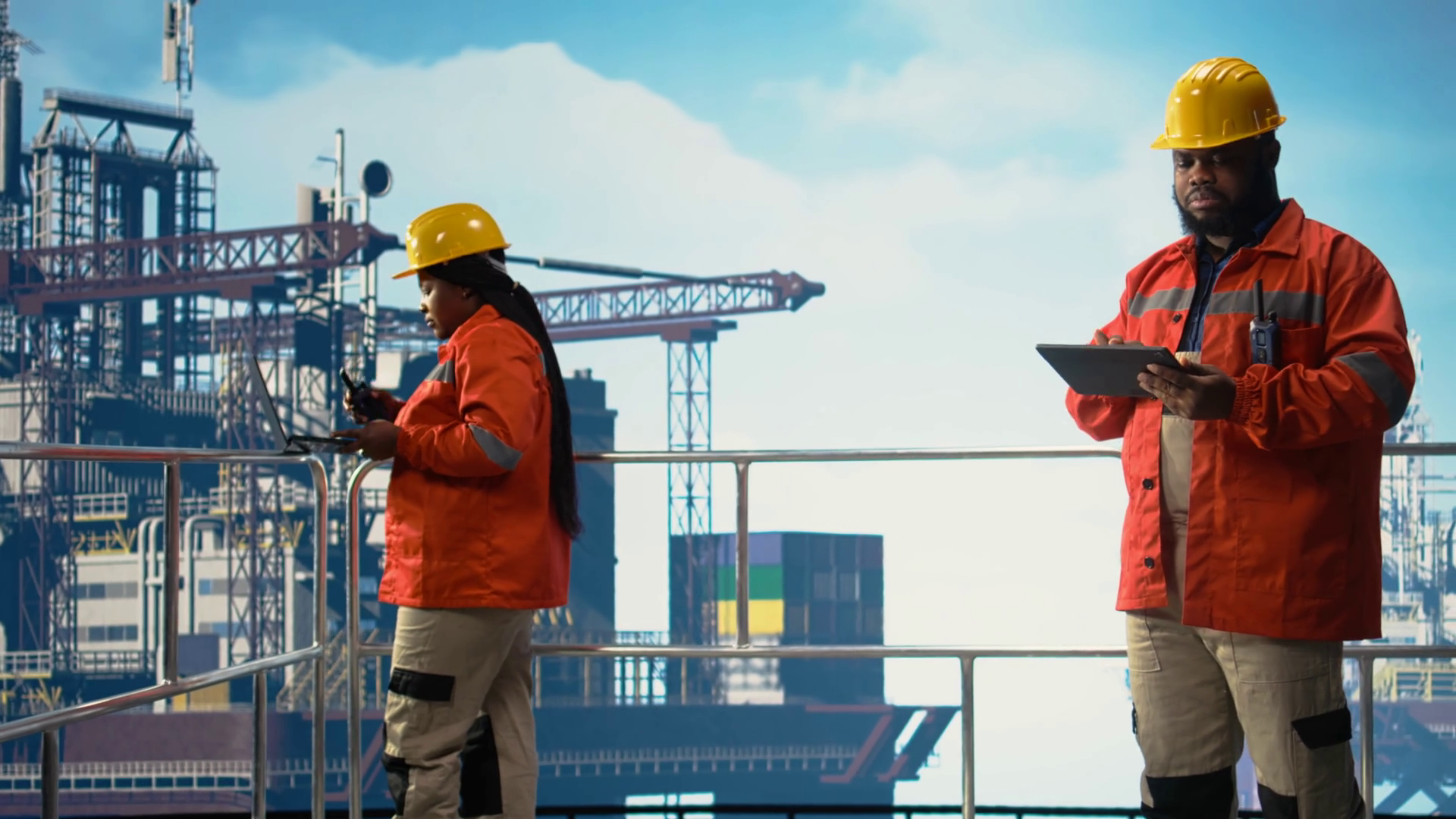Drilling Rig Engineering Team Using Tablet Stock Footage SBV-353040273 ...