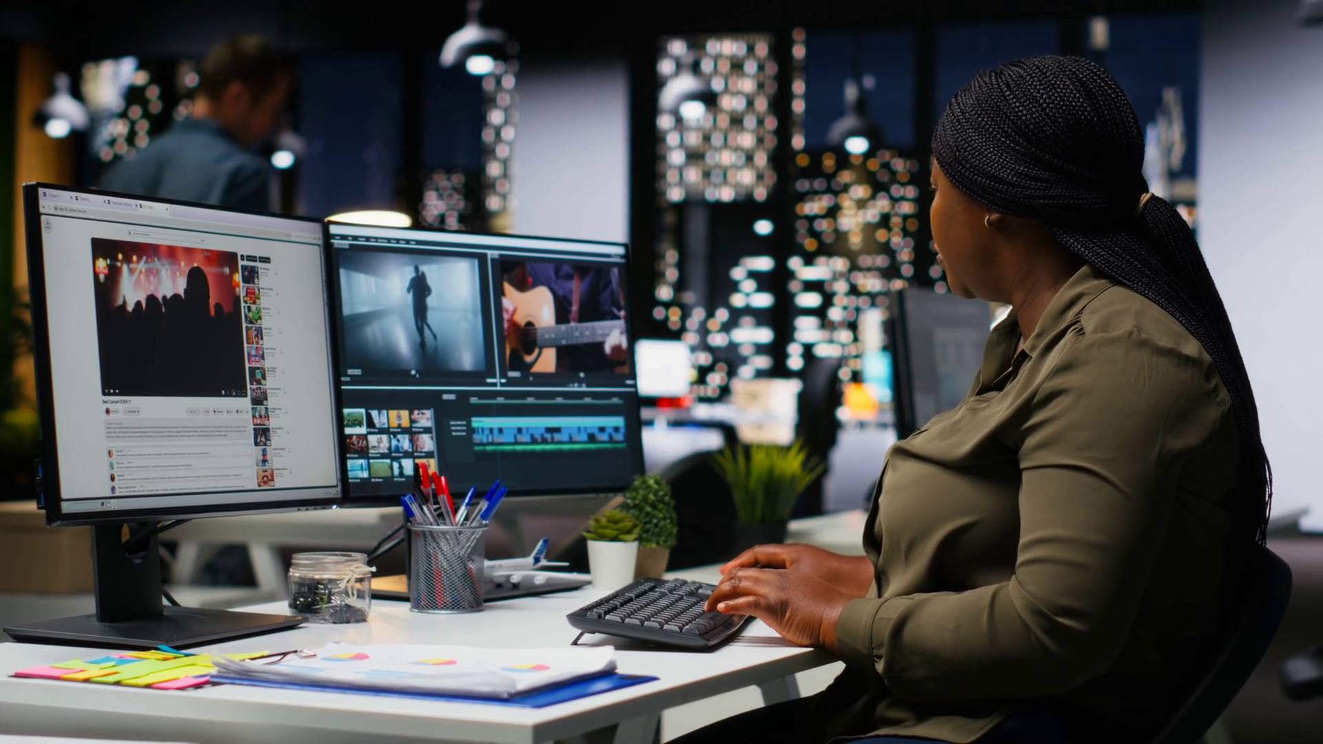 Portrait Of Black Woman Video Editor Working Stock Footage SBV ...