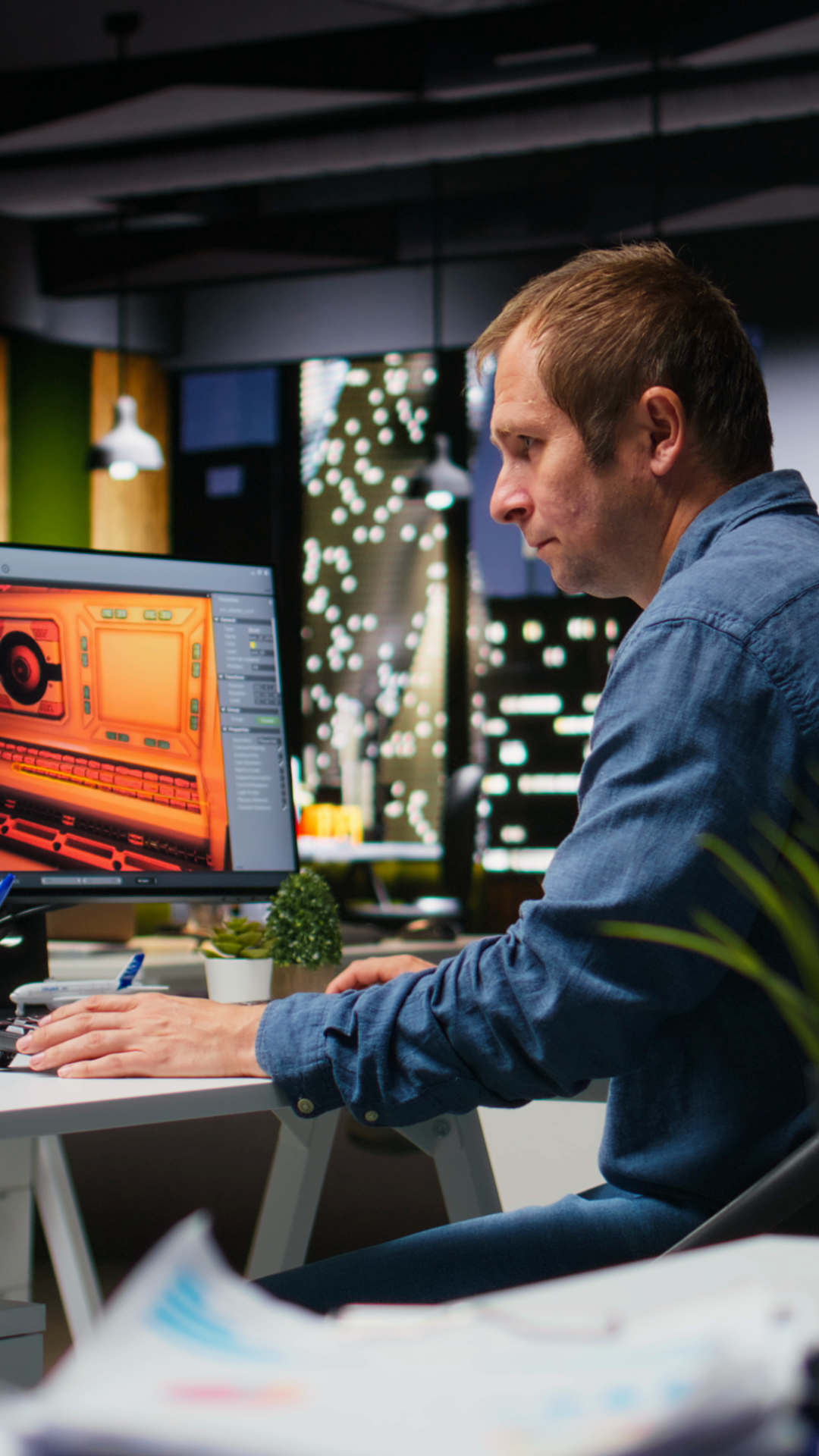 Vertical Video Game Developer Utilizes Stock Footage SBV-353215188 ...