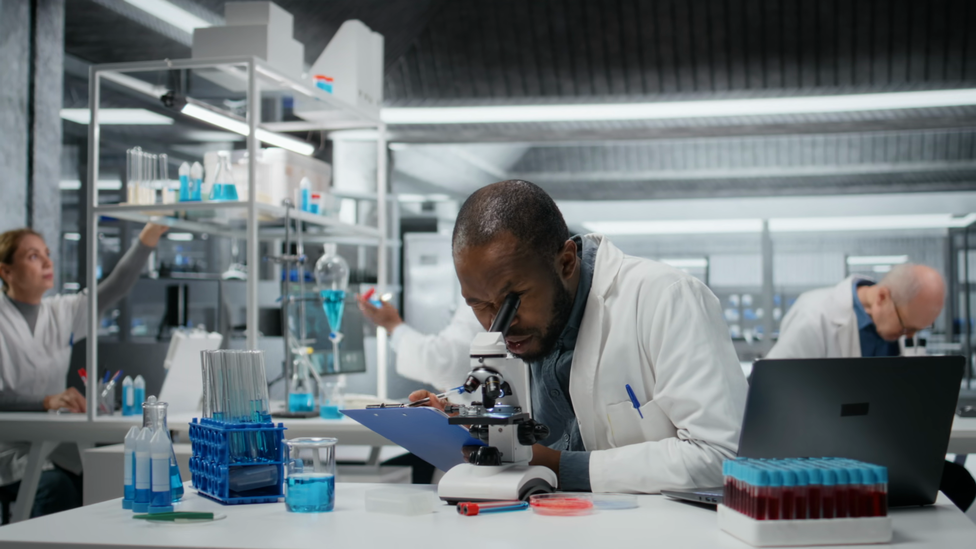 Male Cytotechnologist Using Optical Stock Footage SBV-353671220 ...