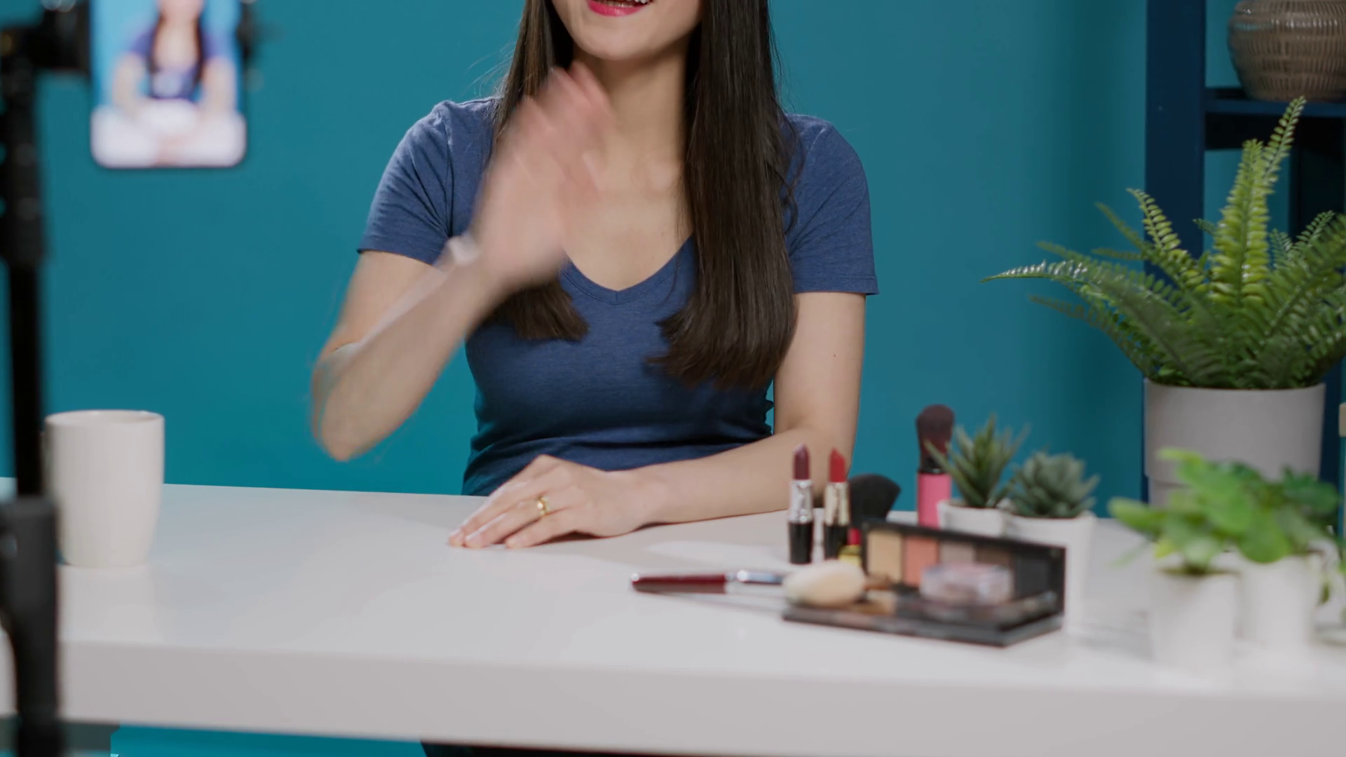 Beauty Influencer Filming Makeup Brush Stock Footage SBV-346940747 ...