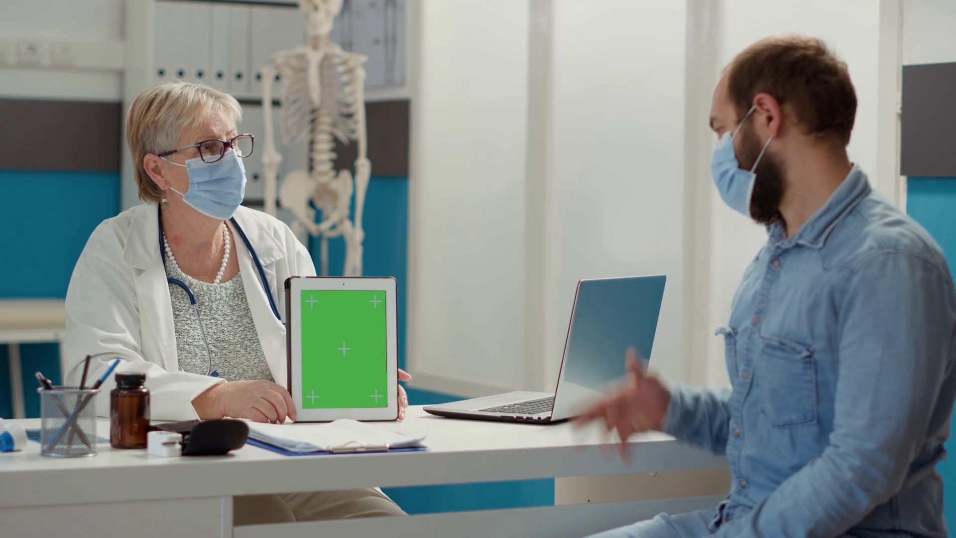 People With Face Mask Using Green Screen Stock Footage SBV-347098443 ...