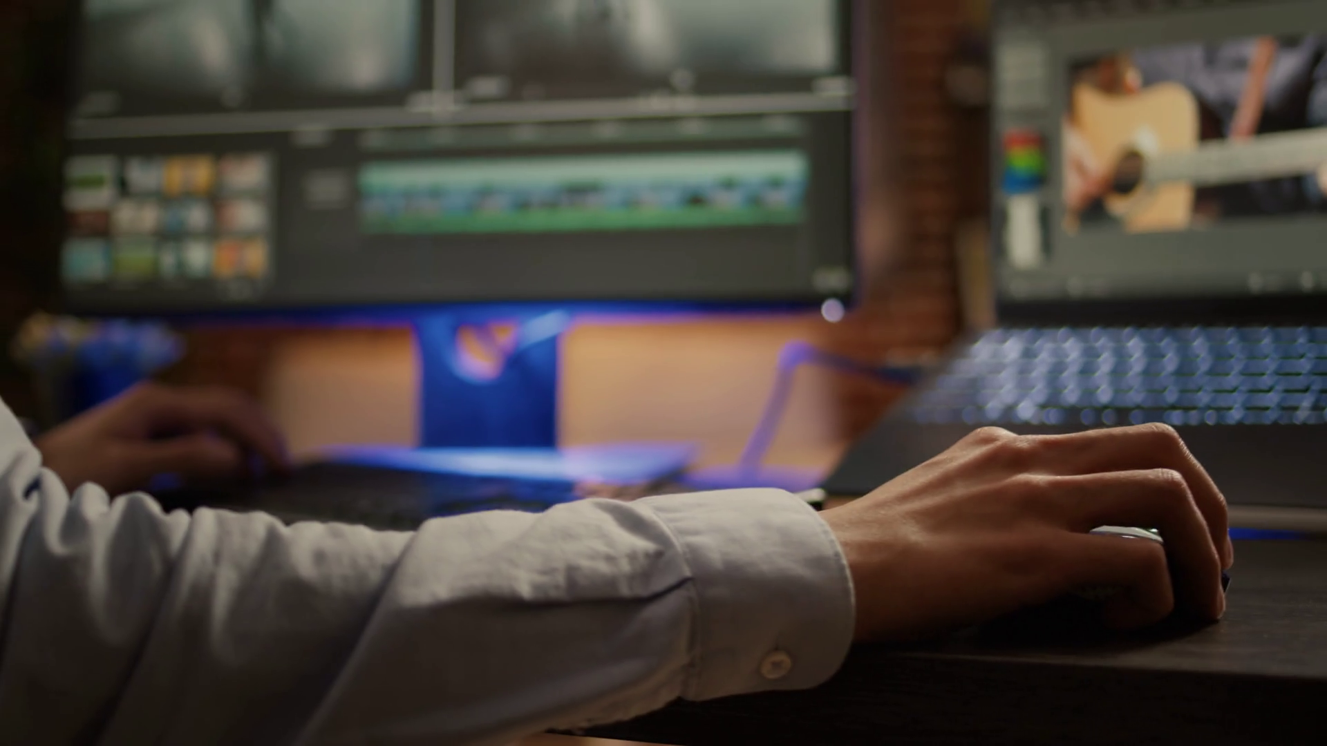 Multimedia Artist Editing Movie Footage On Stock Footage SBV-347139730 ...