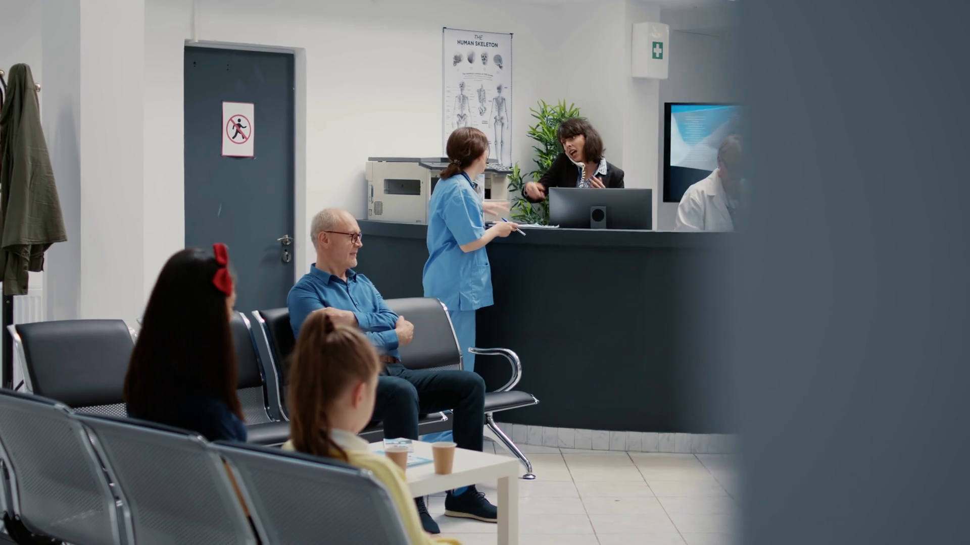 Busy Hospital Reception Waiting Area With Stock Footage SBV-347035666 ...