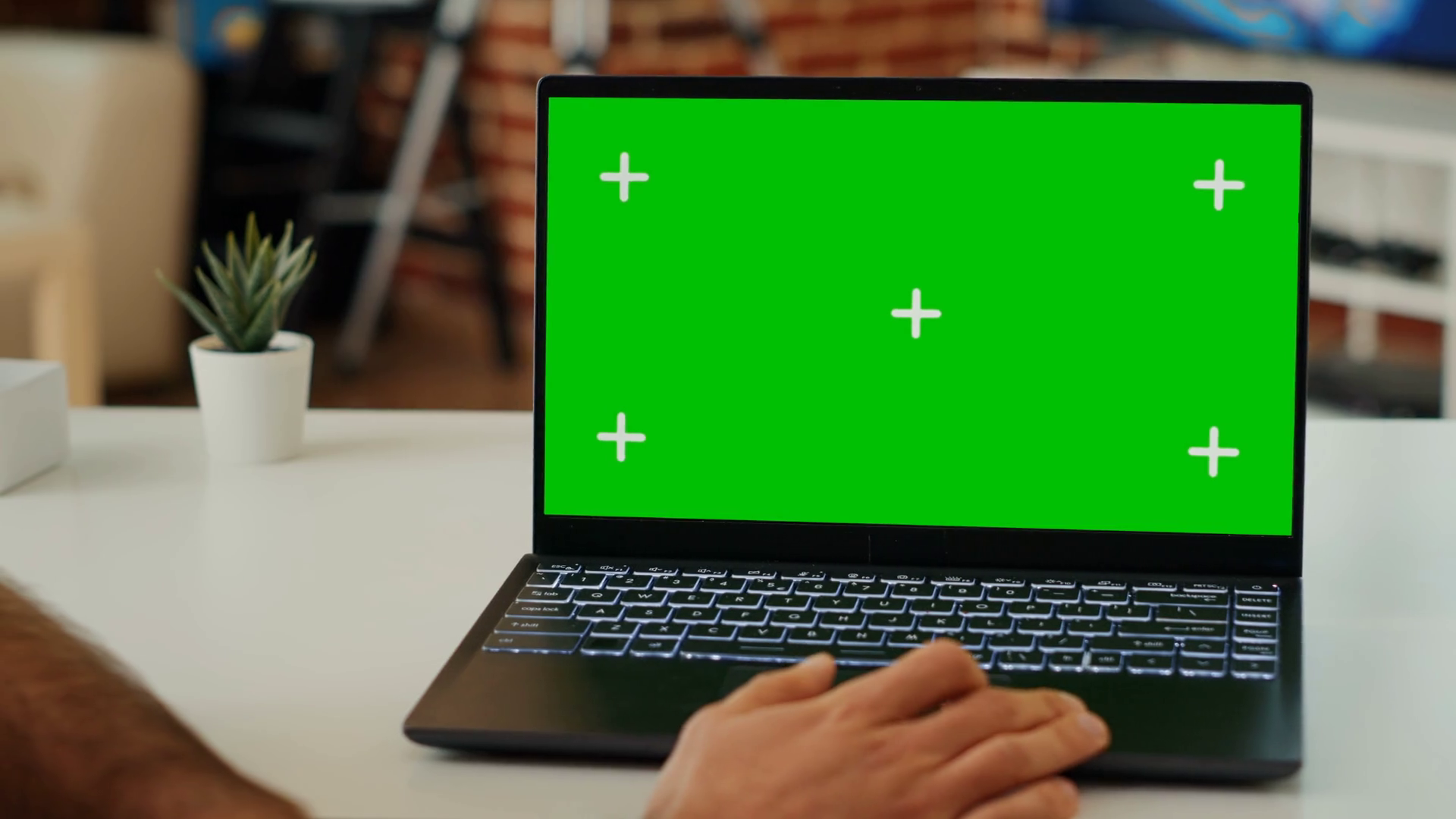 Young Adult Analyzing Greenscreen Display On Stock Footage SBV ...