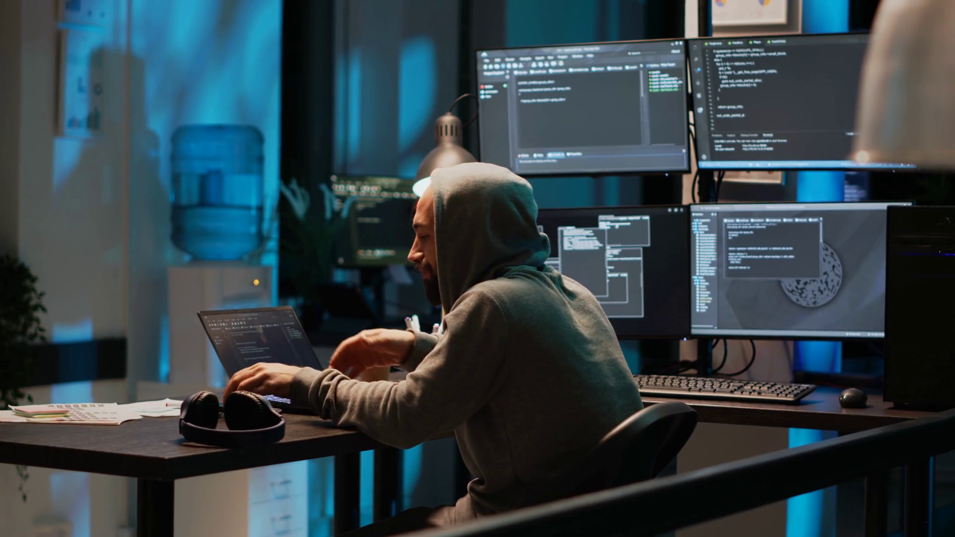 Young Programmer Answering Phone Call In Stock Footage SBV-347308776 ...