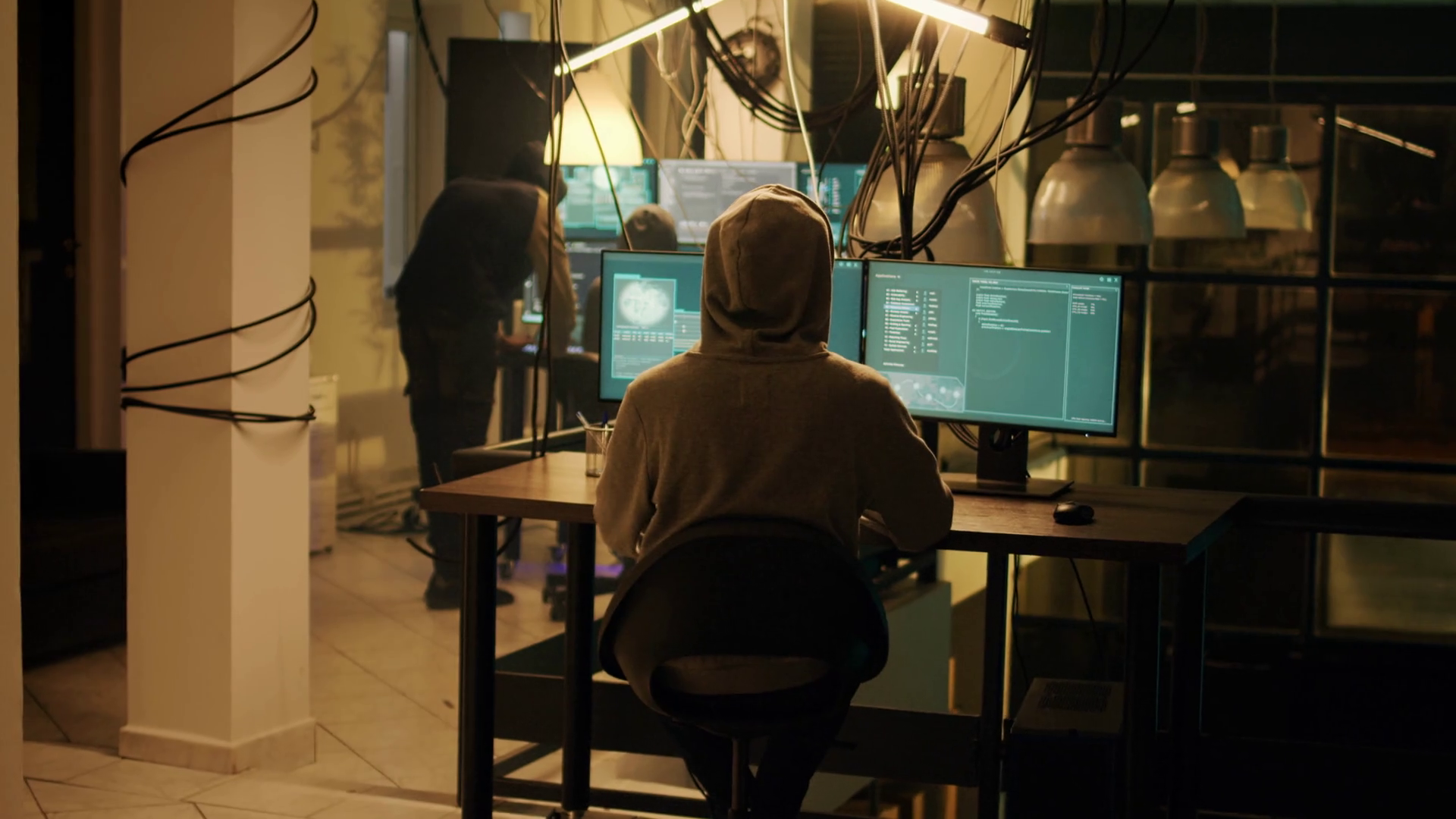 Dangerous Hackers Being Scared Of Police Stock Footage SBV-347360845 ...