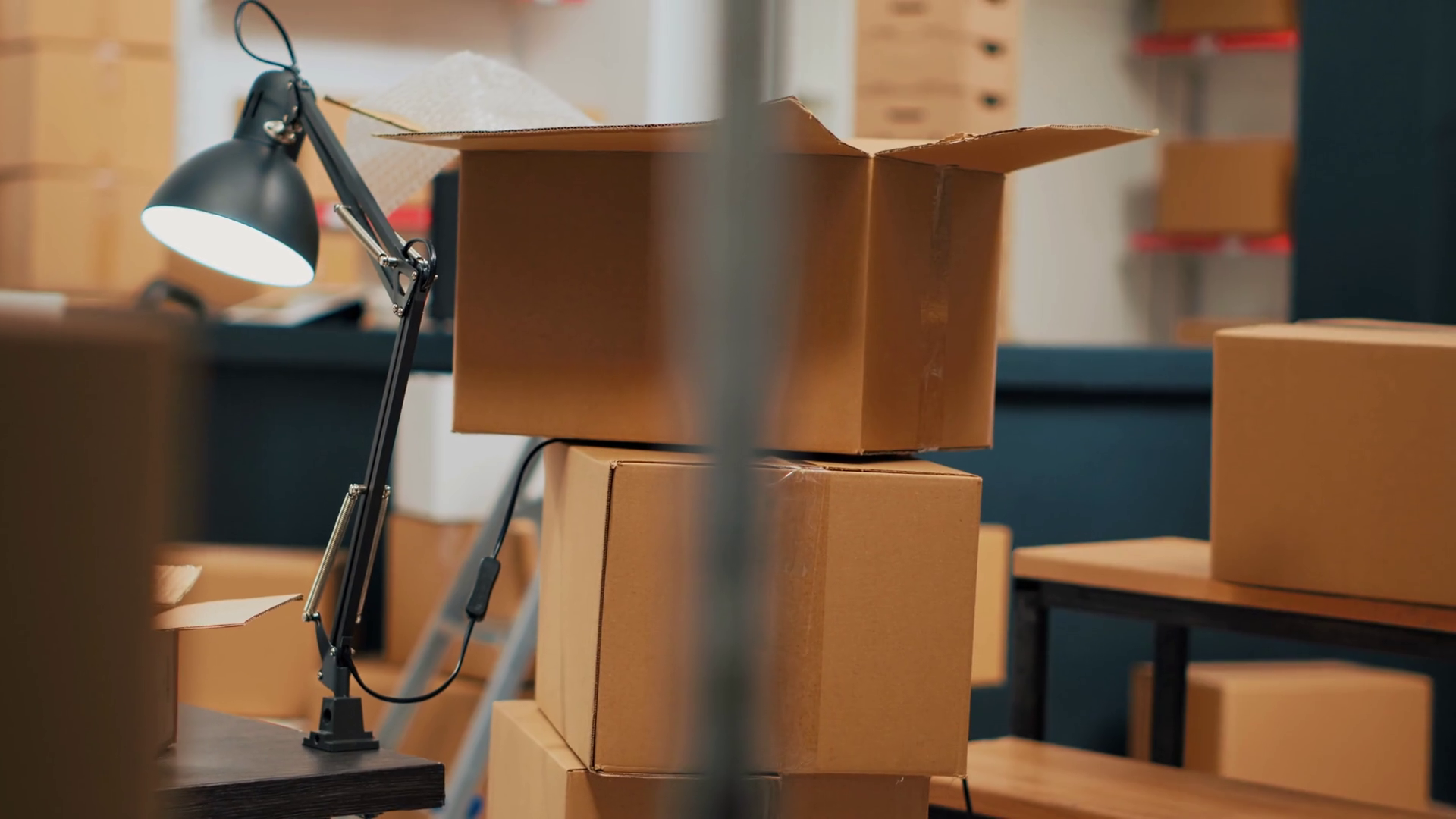 Empty Storage Room With Cardboard Boxes On Stock Footage SBV-347392323 ...