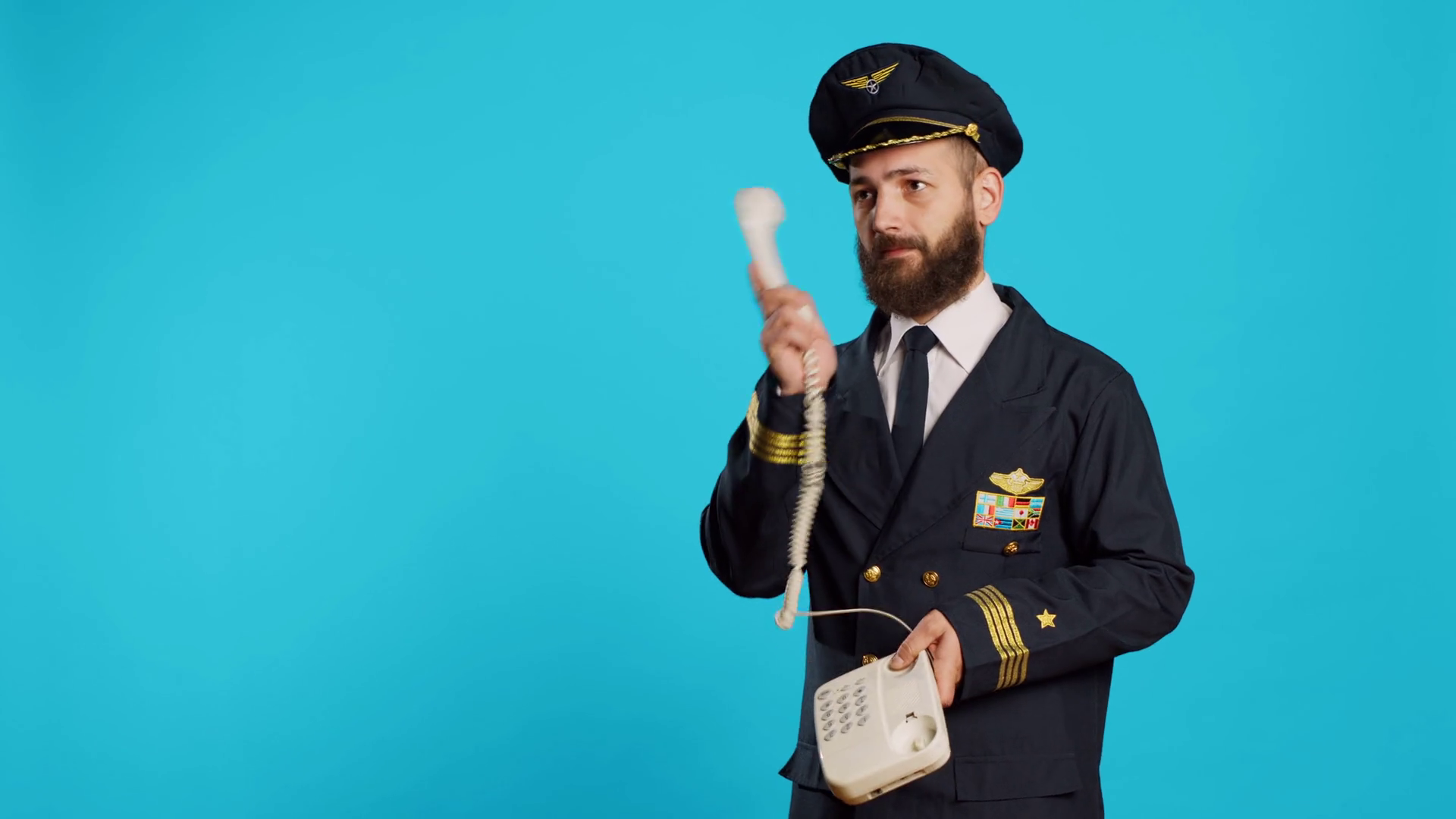 Commercial Pilot Talking On Landline Phone Stock Footage SBV-347482422 ...