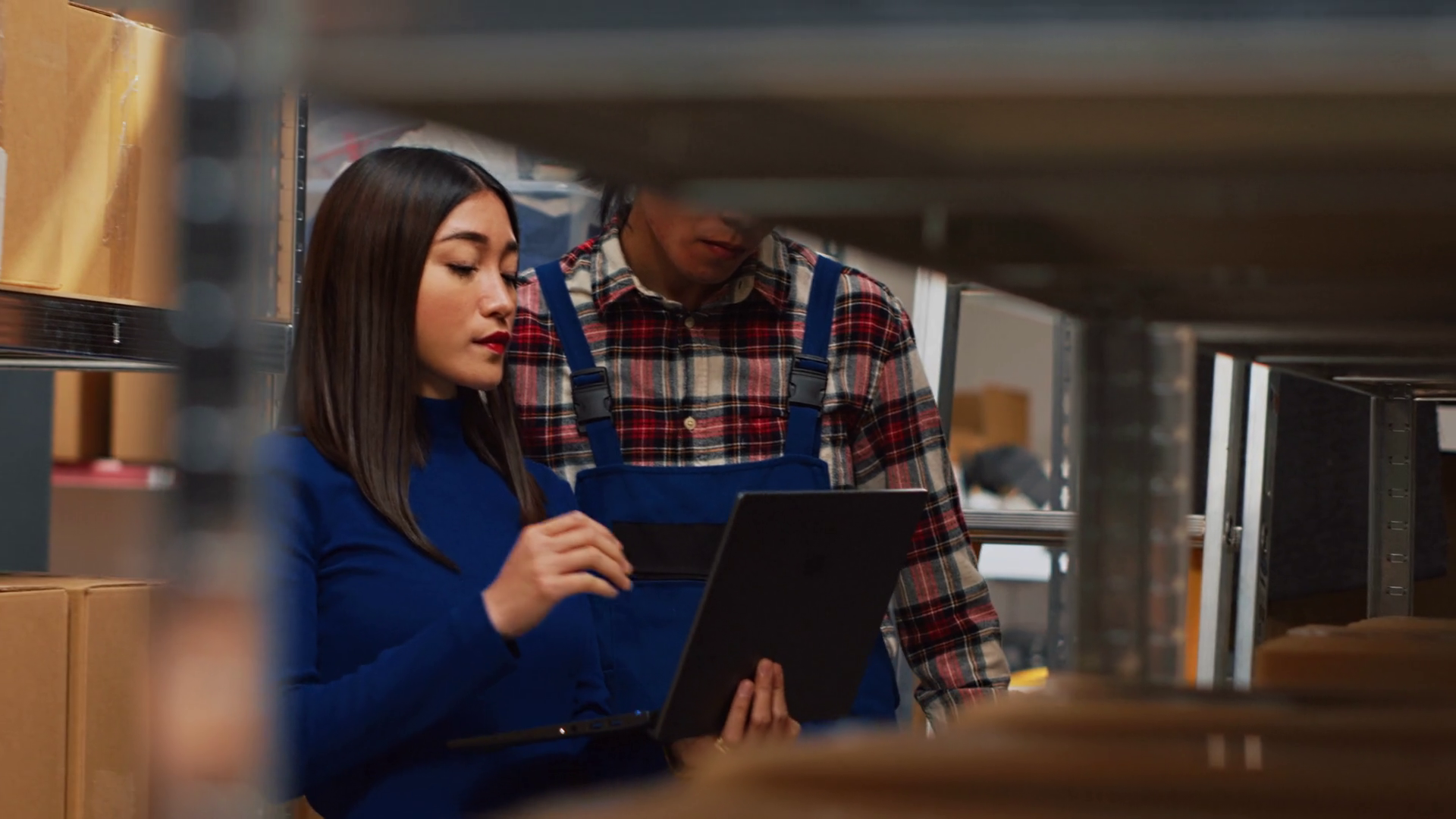 Team Of Workers Organizing Supplies On Racks Stock Footage SBV ...