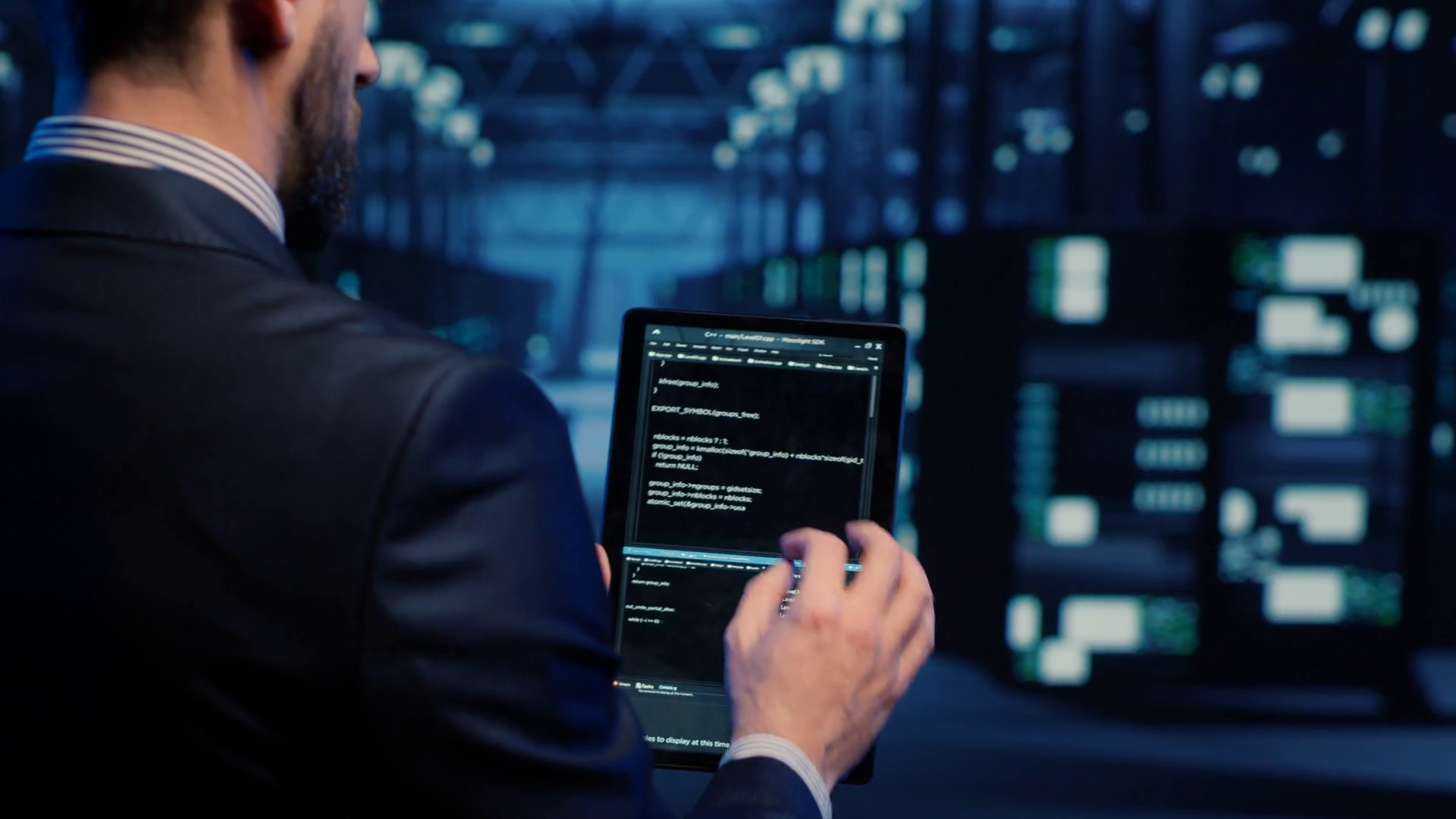 Support Specialist Checking Server Computers Stock Footage SBV ...