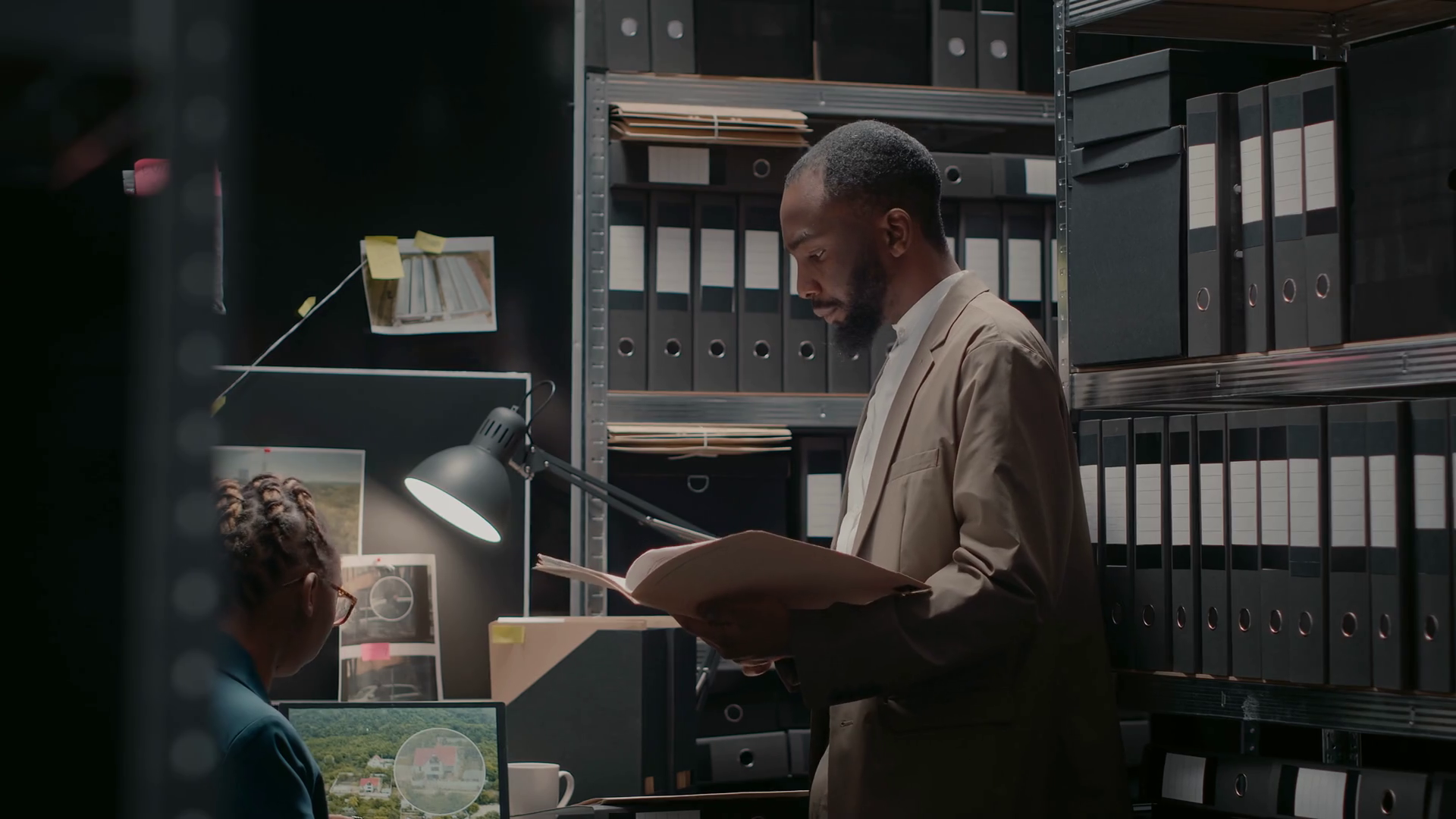 Partners Checking Evidence Photos On Stock Footage SBV-347549280 ...