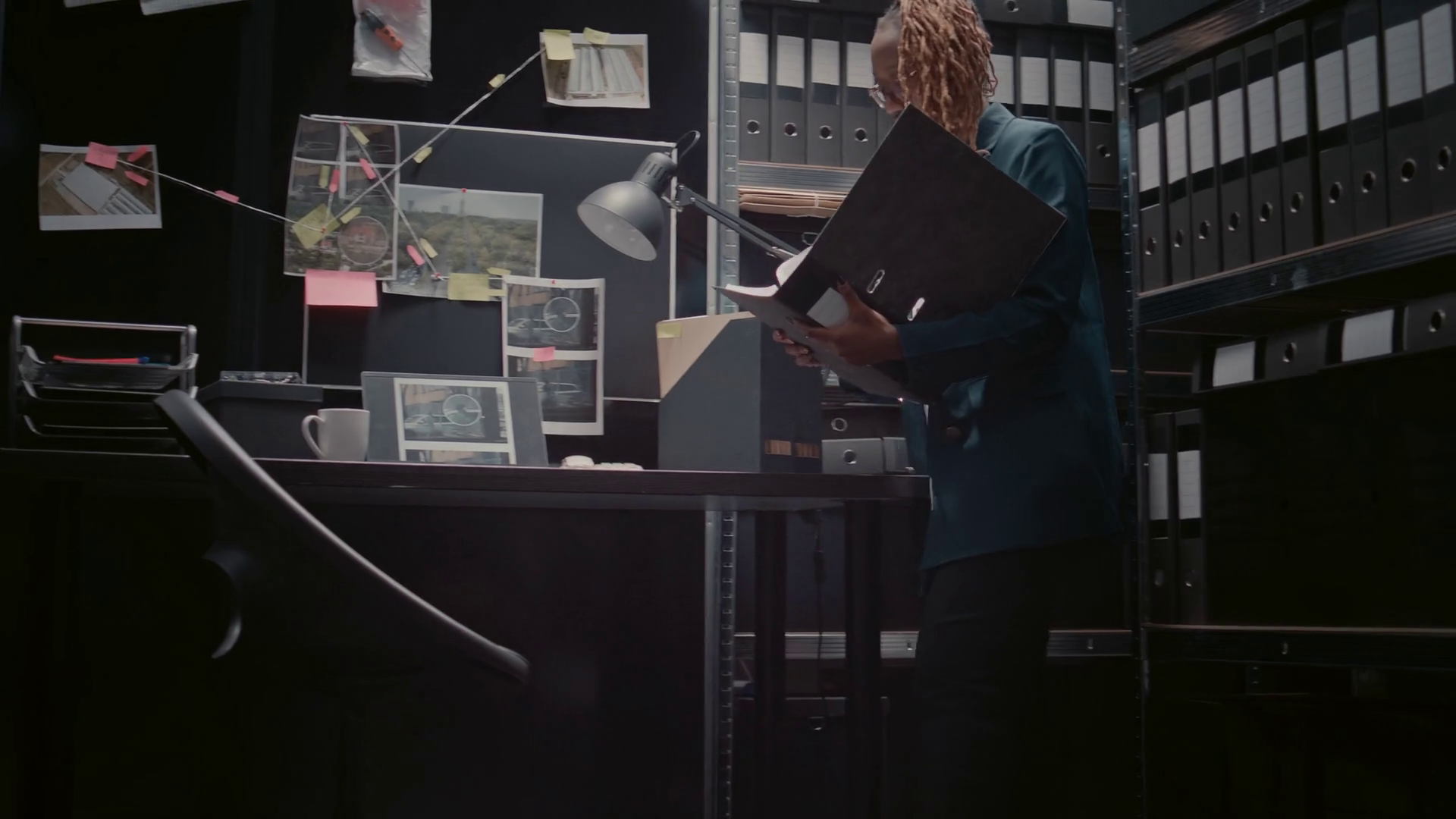 Private Inspector Reviewing Clues On Wall Stock Footage SBV-347507525 ...