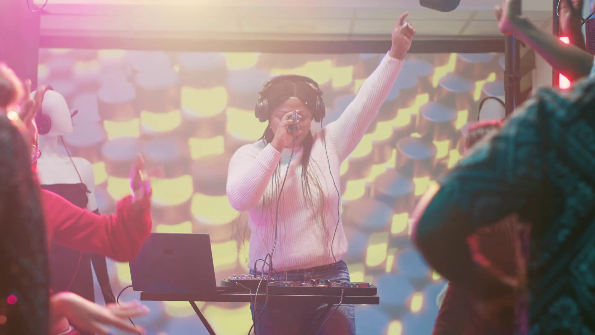 Cheerful Girl Using Dj Station On Stage Stock Footage SBV-347643649 ...