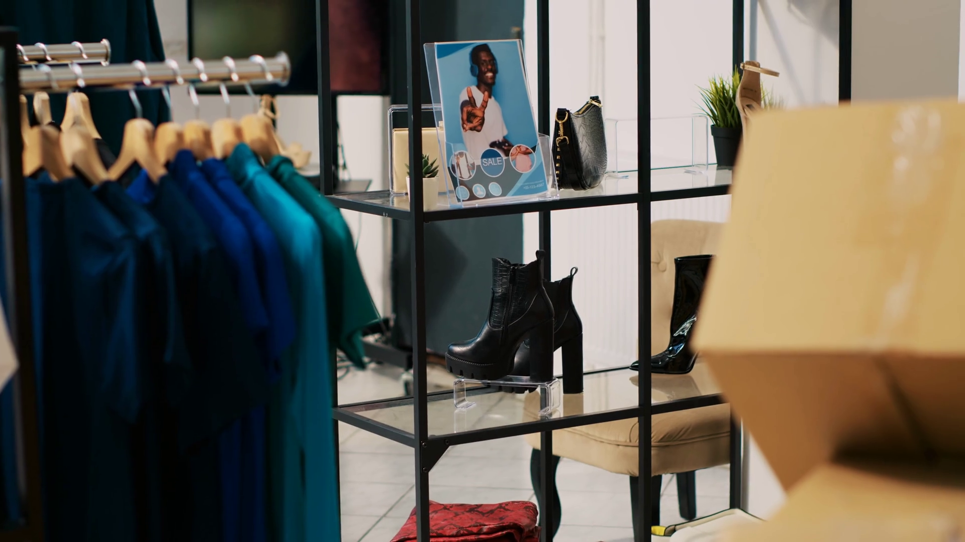 Empty Clothing Store Filled With Racks Stock Footage SBV-347695201 ...