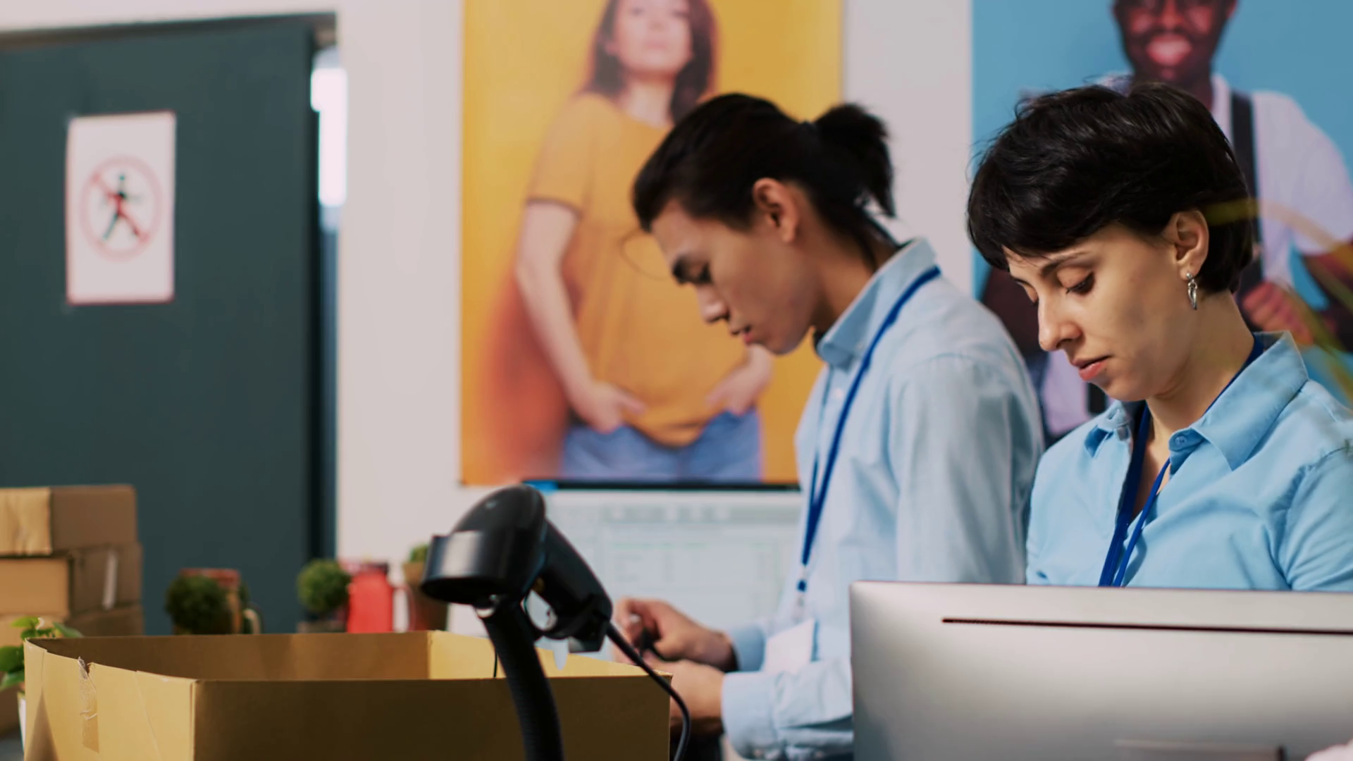 Diverse Store Employees Working At Online Stock Footage SBV-347695139 - Storyblocks