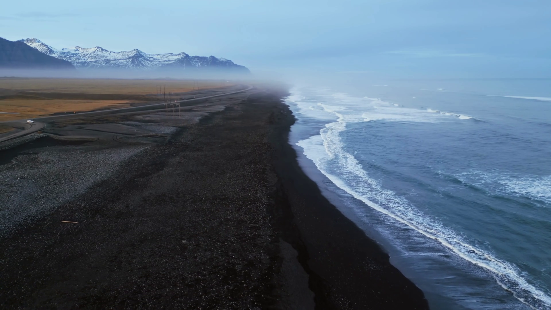 Icelandic Black Sand Beach Drone Shot Stock Footage SBV-347693371 ...