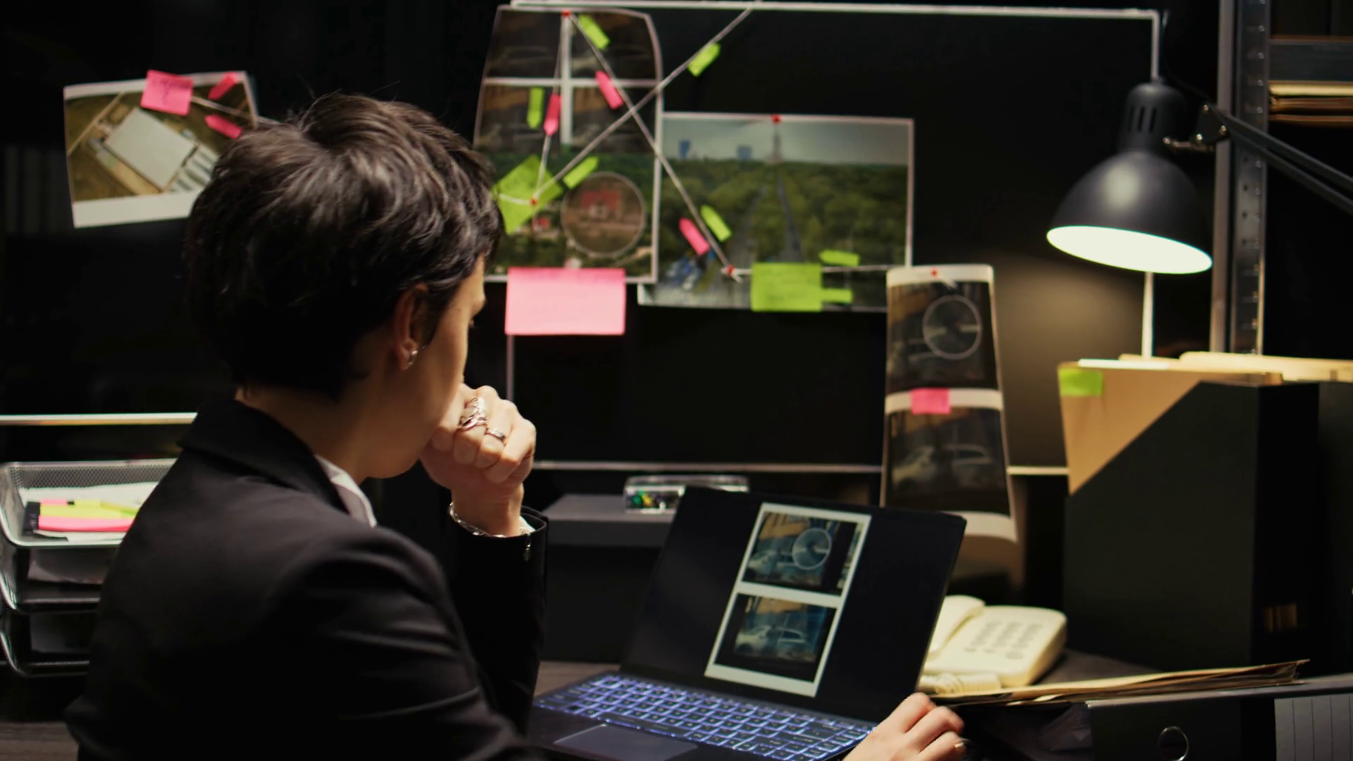 Law Agent Examine Surveillance Photos On Stock Footage SBV-347715078 ...