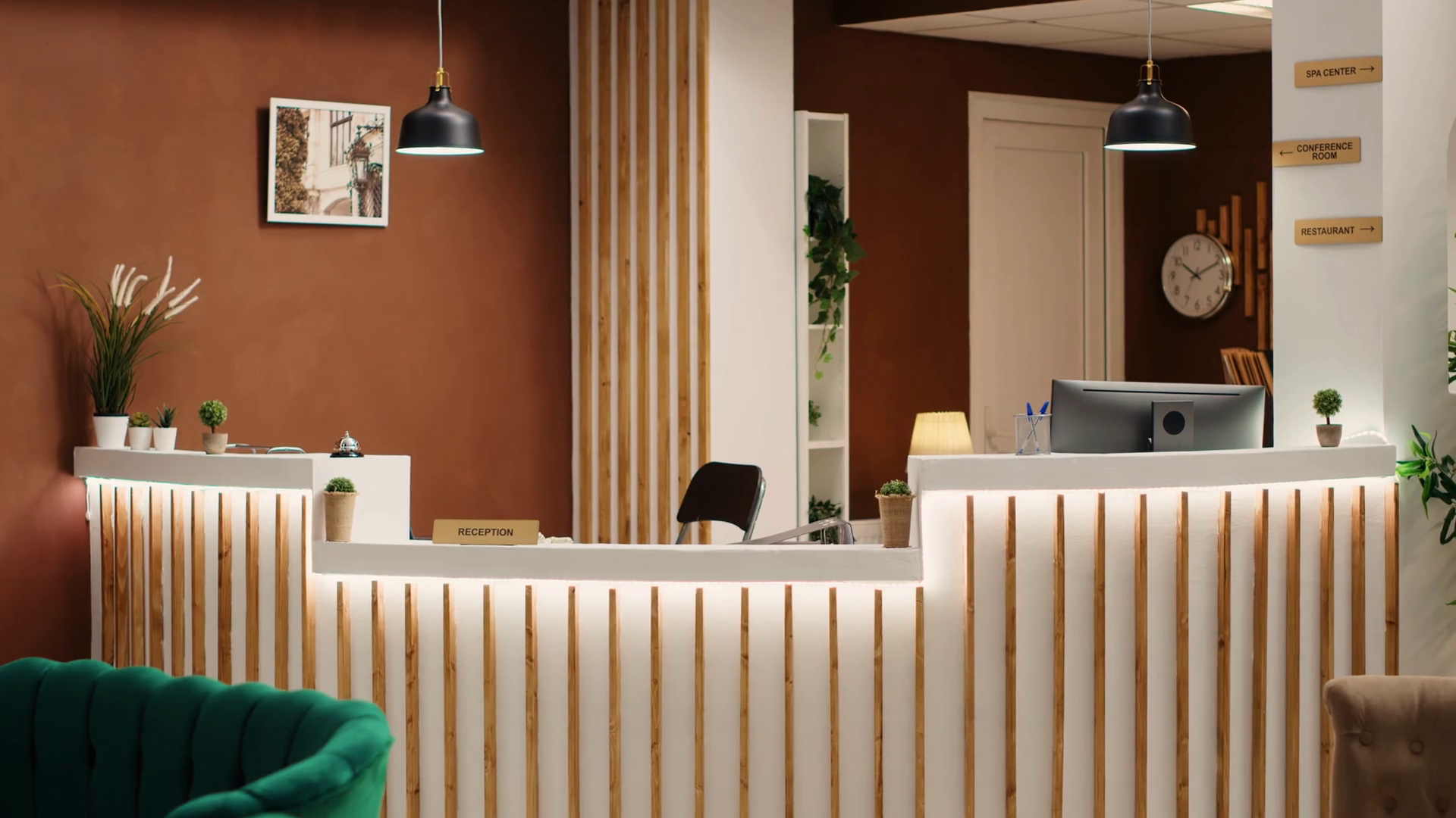 Empty Stylish Luxurious Hotel Check In Stock Footage SBV-347728330 ...